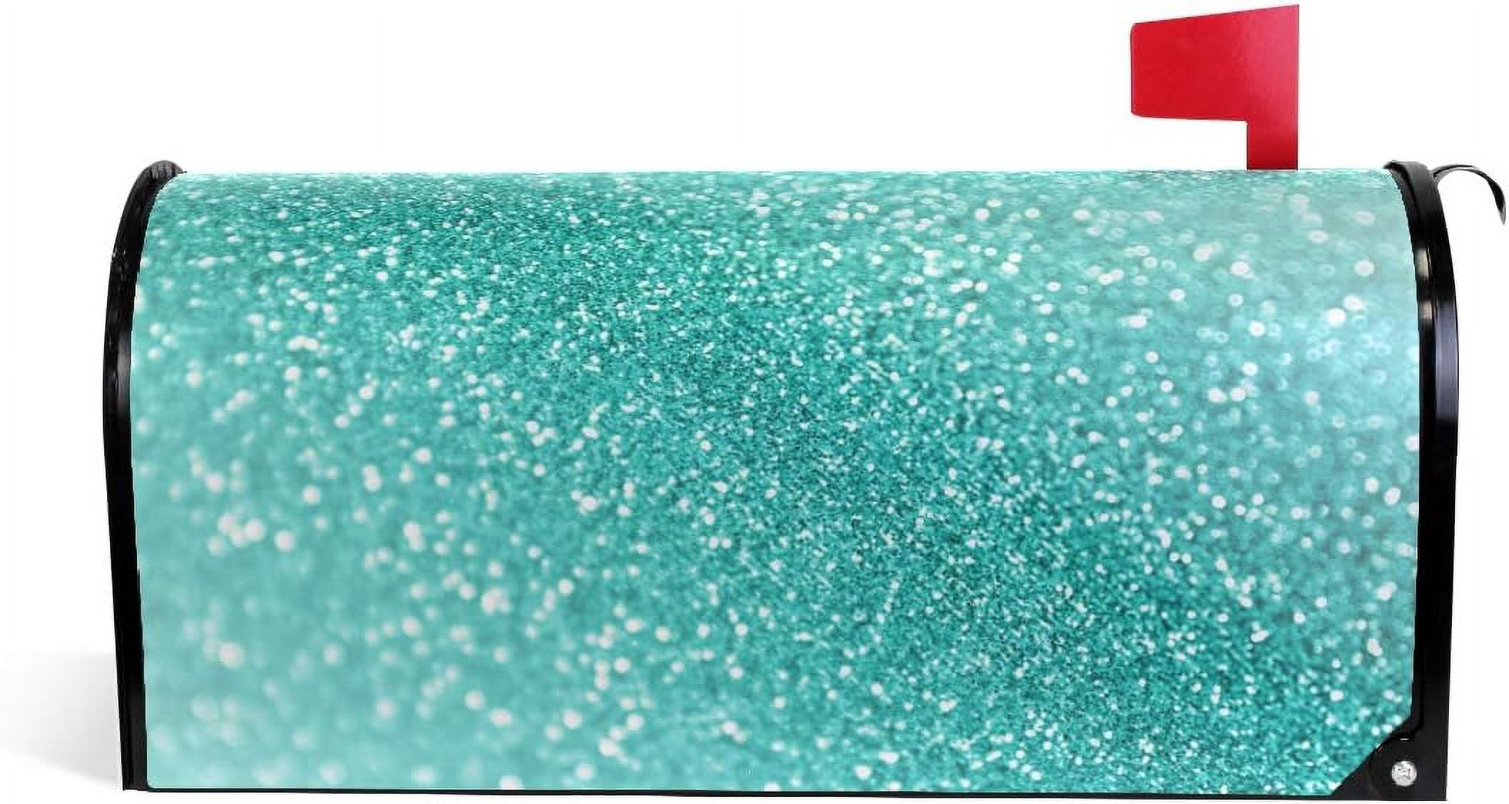 ALAZA Turquoise Glitter Magnetic Mailbox Cover Standard Size for Garden ...