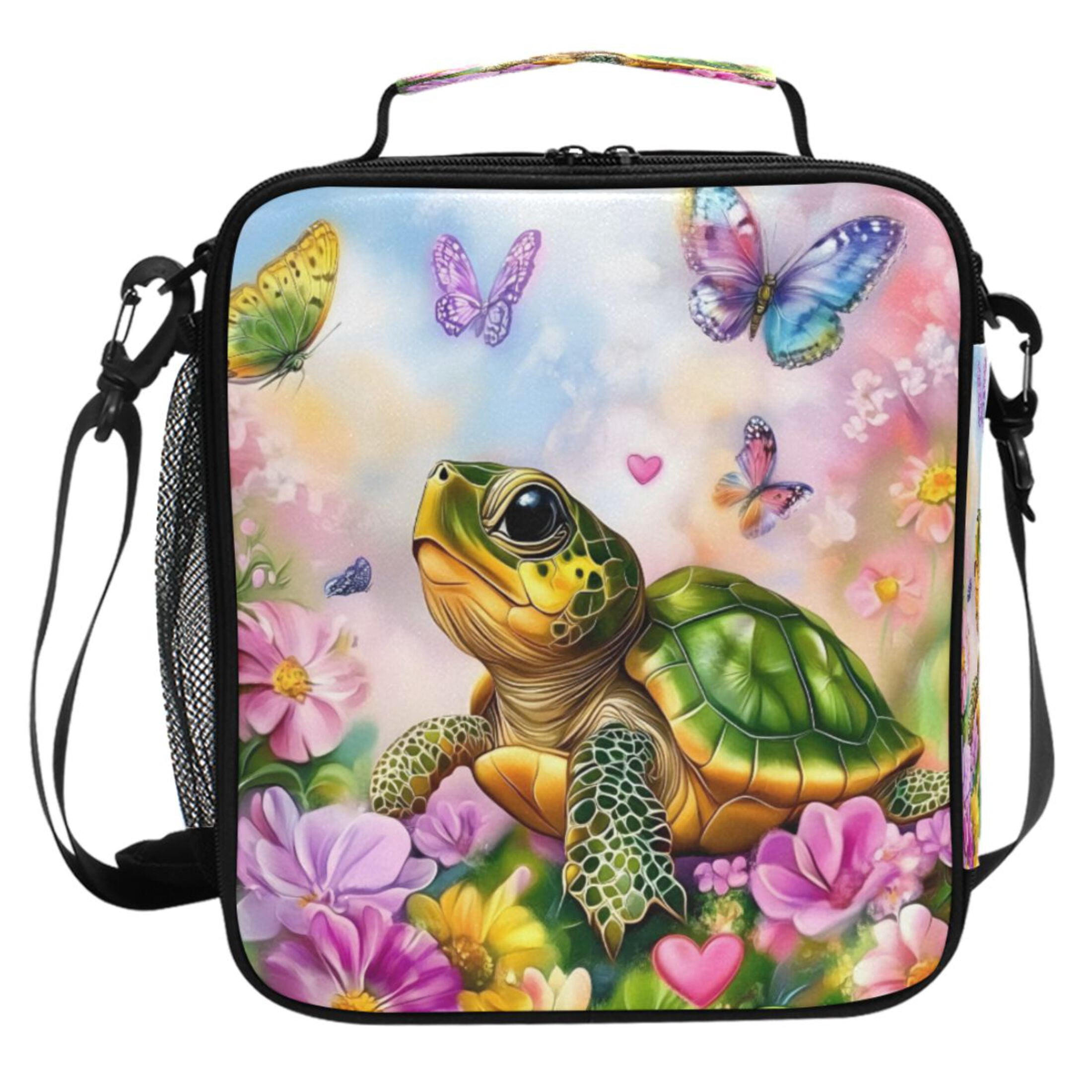 ALAZA Turtle Flowers Butterfly Lunch Box Insulated Cooler Lunch Bag ...