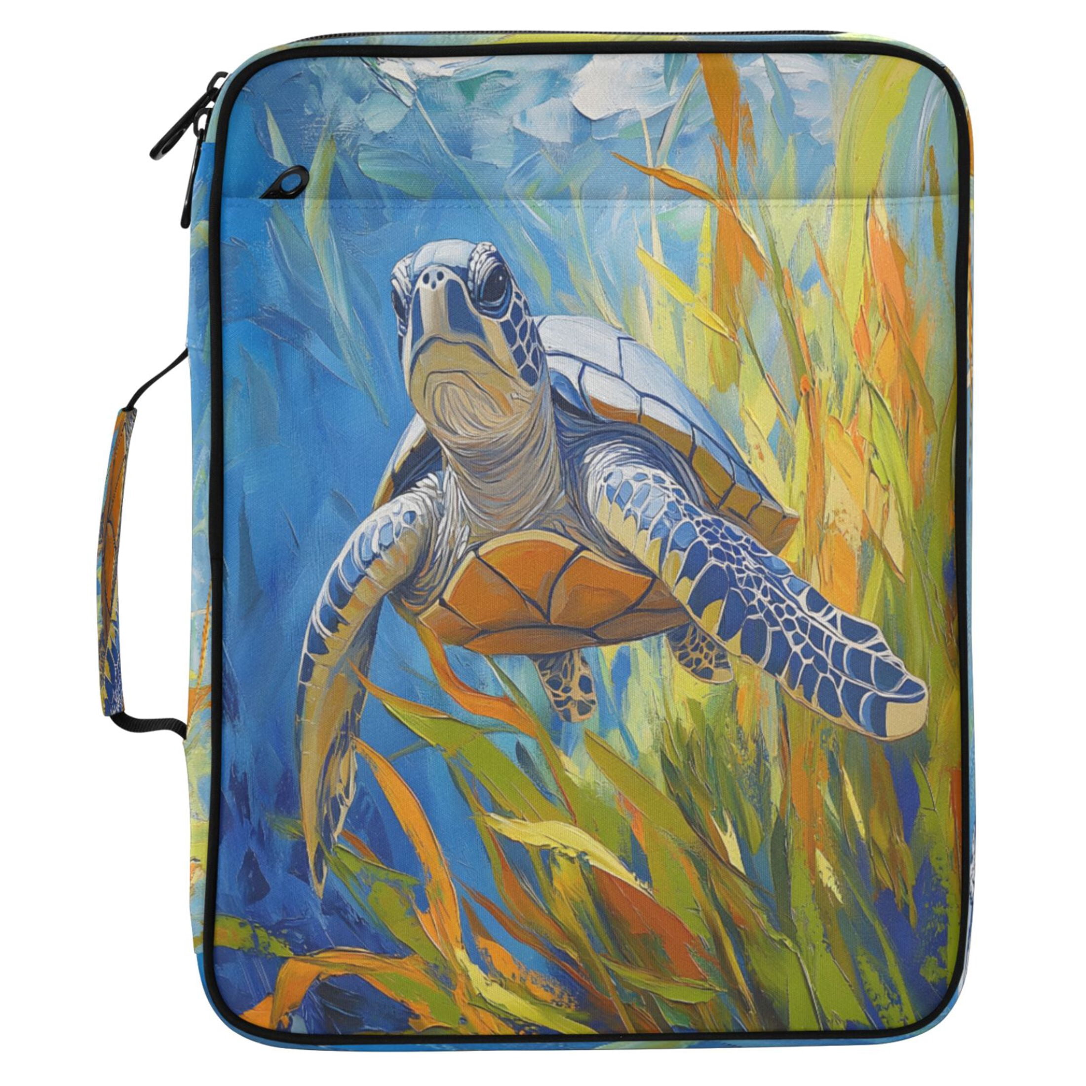 ALAZA Turtle and Grass Pattern Expanding Accordion File Folder 3 Ring ...