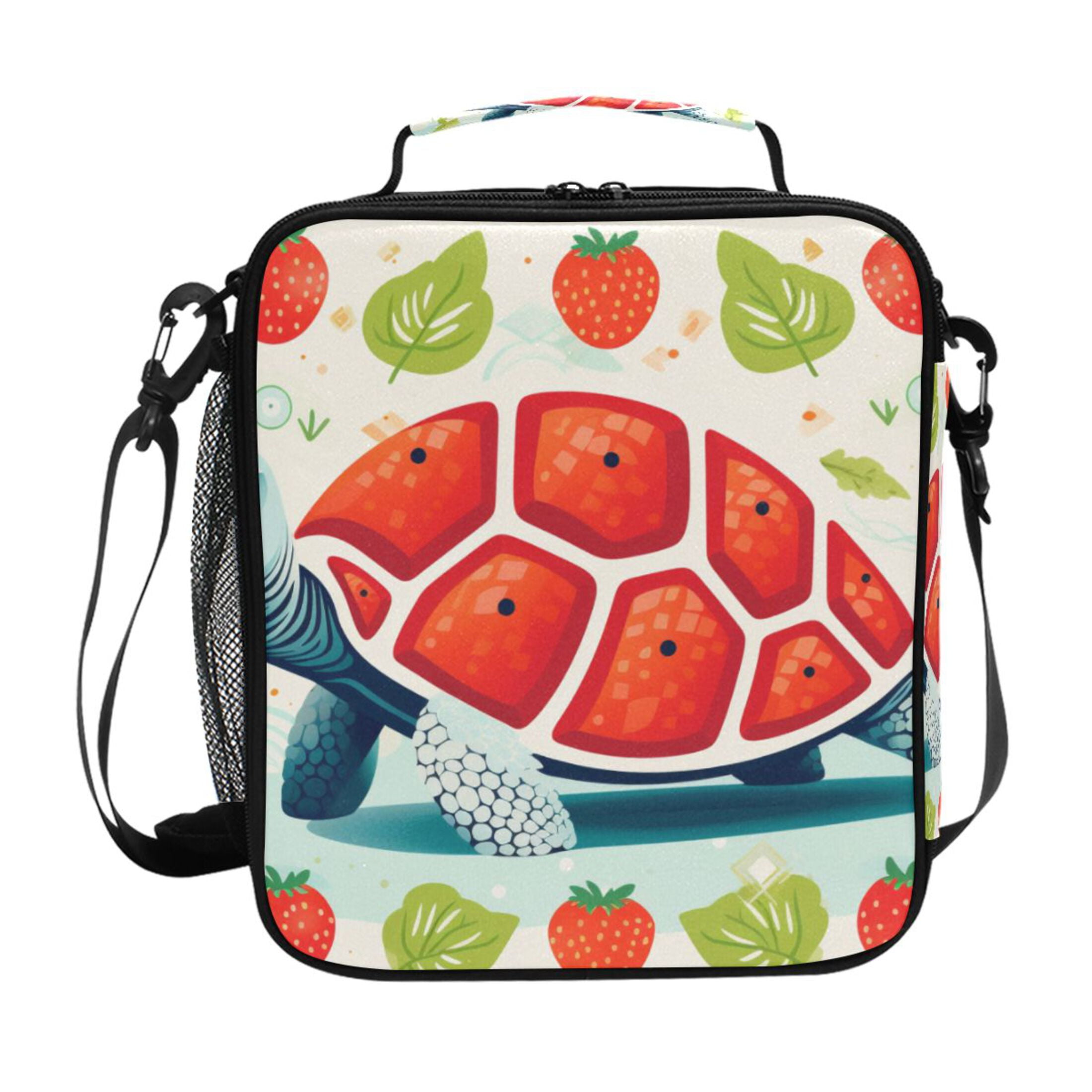ALAZA Turtle and Strawberry Lunch Box Insulated Lunch Bag Reusable ...