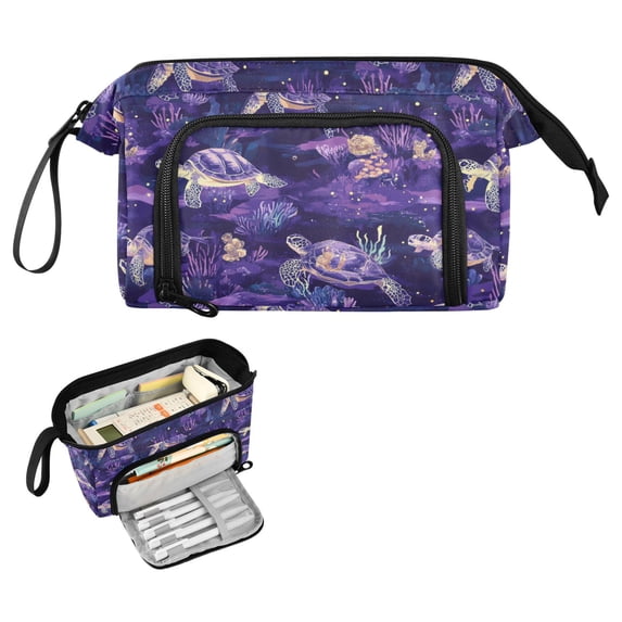 ALAZA Turtles Purple Pencil Pouch Big Capacity Pencil Case Zipper ...