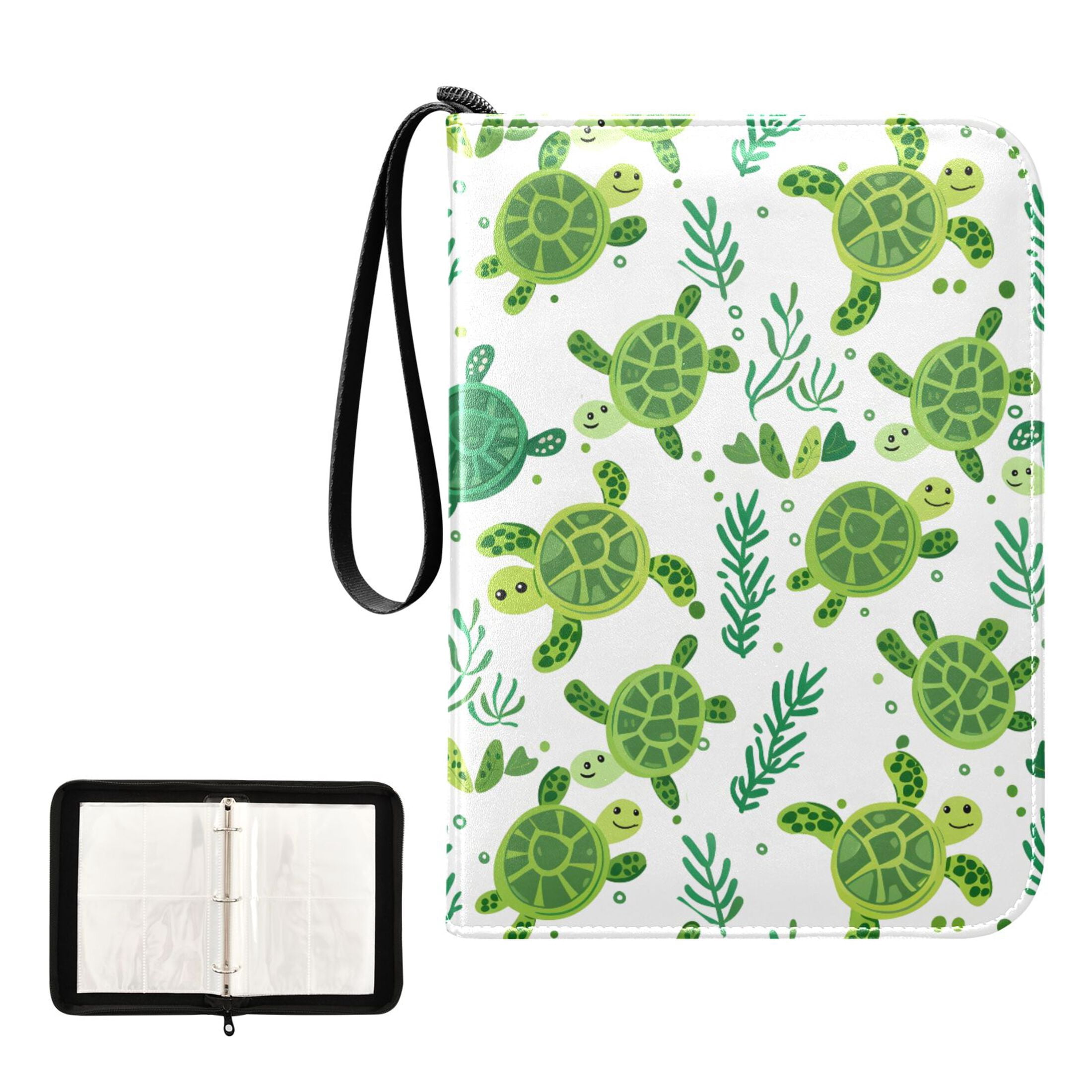 ALAZA Turtles and Seaweed Trading Card Binder 4 Pocket Cards Collection ...