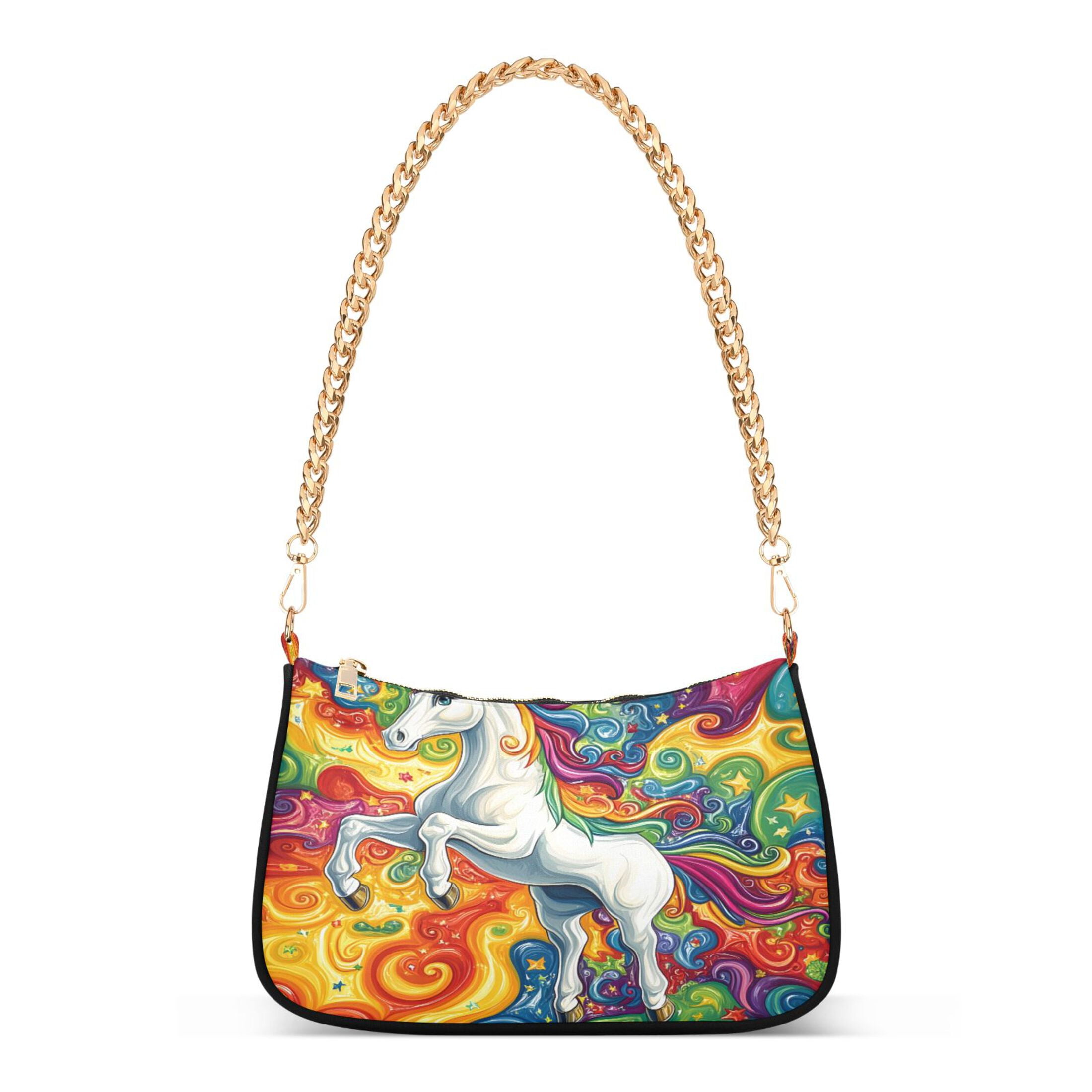 ALAZA Unicorn in Magic Women's Chain Shoulder Bag Hobo Handbag Tote ...
