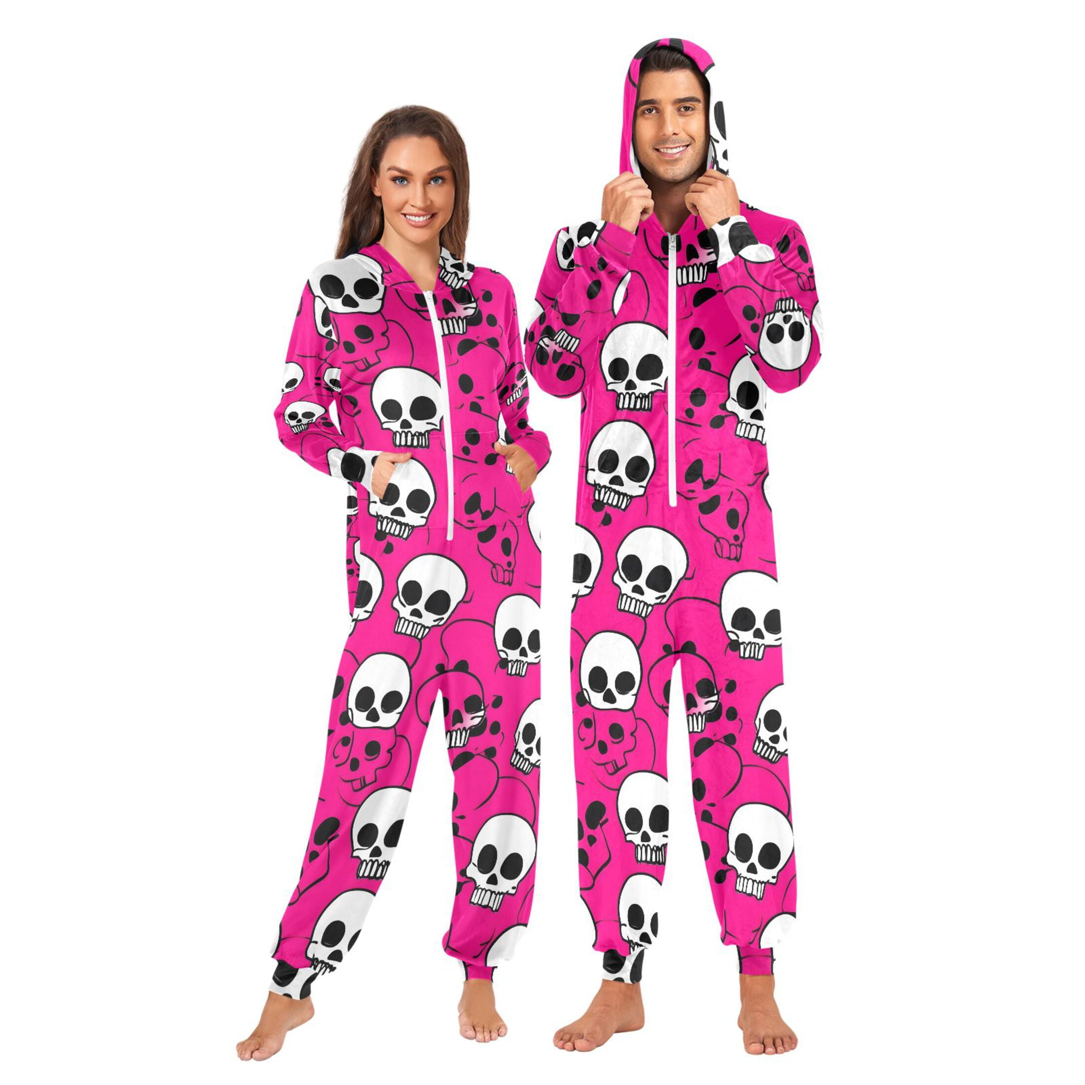 ALAZA Unisex Adults Onesie Pajamas Art Skull Line Sleepwear Jumpsuits ...