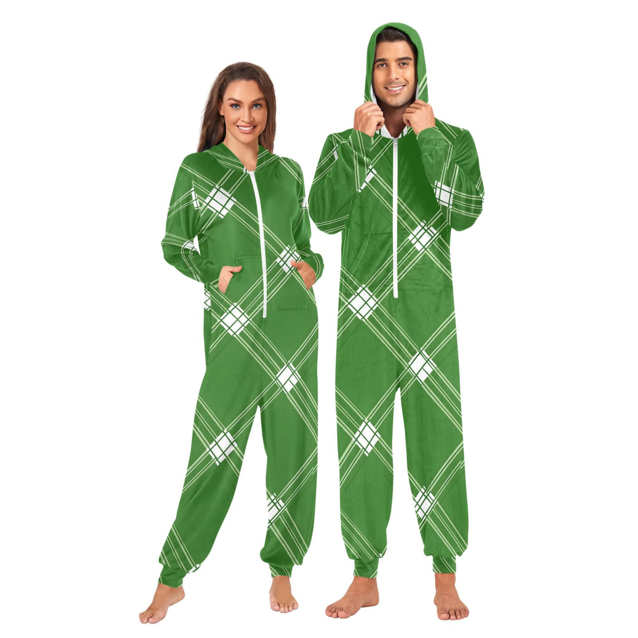ALAZA Unisex Adults Onesie Pajamas Checkered Grid Pattern Sleepwear ...