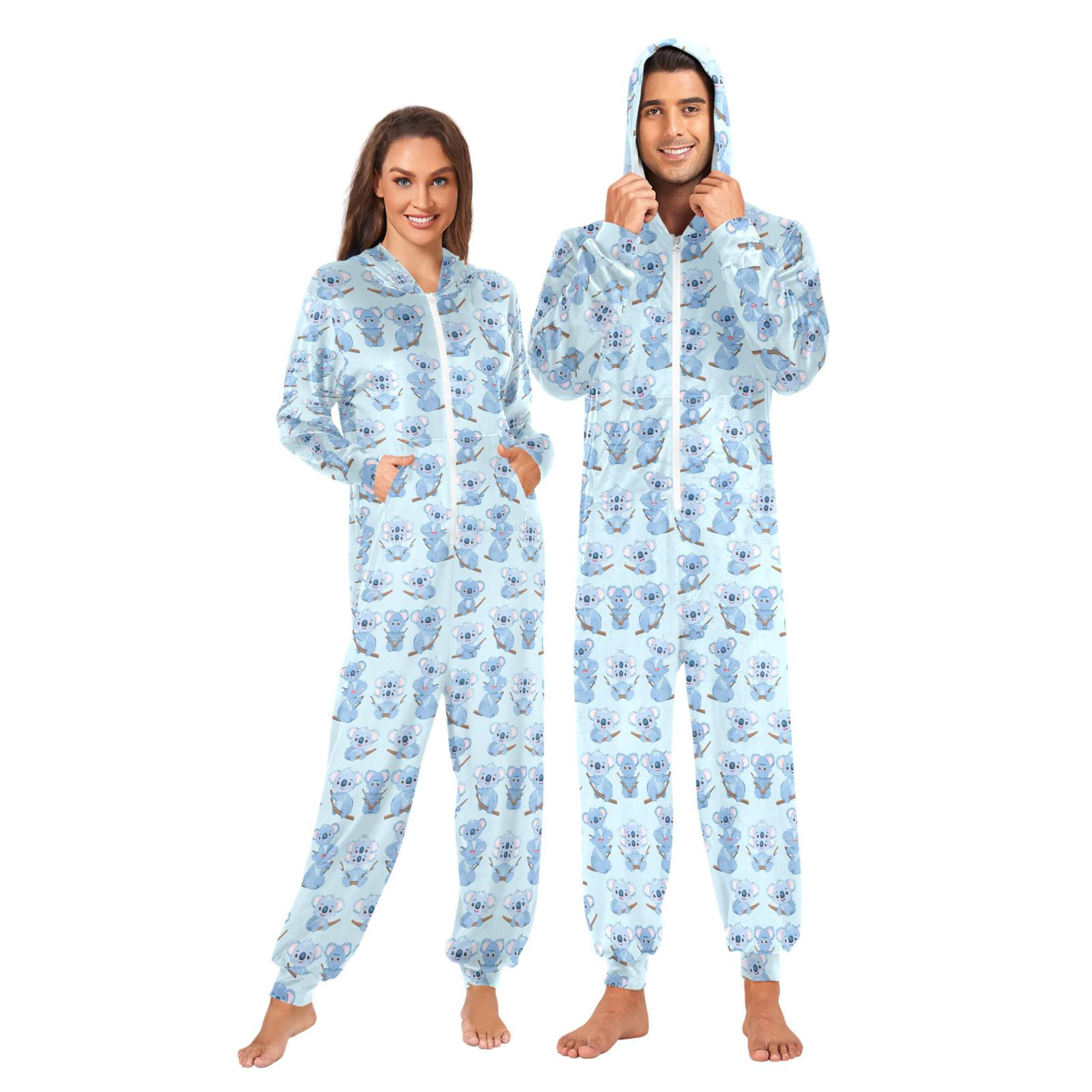 ALAZA Unisex Adults Onesie Pajamas Cute Koalas Sleepwear Jumpsuits One ...