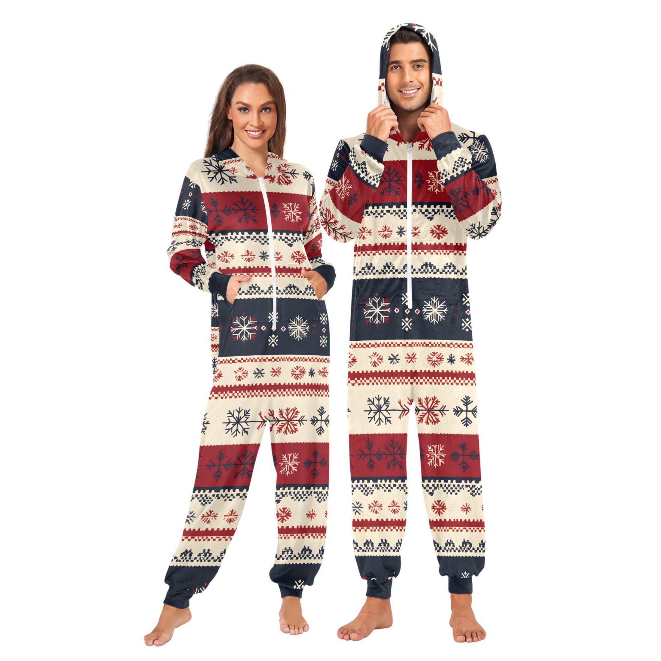 ALAZA Unisex Adults Onesie Pajamas Ethnic Snowflakes Sleepwear ...