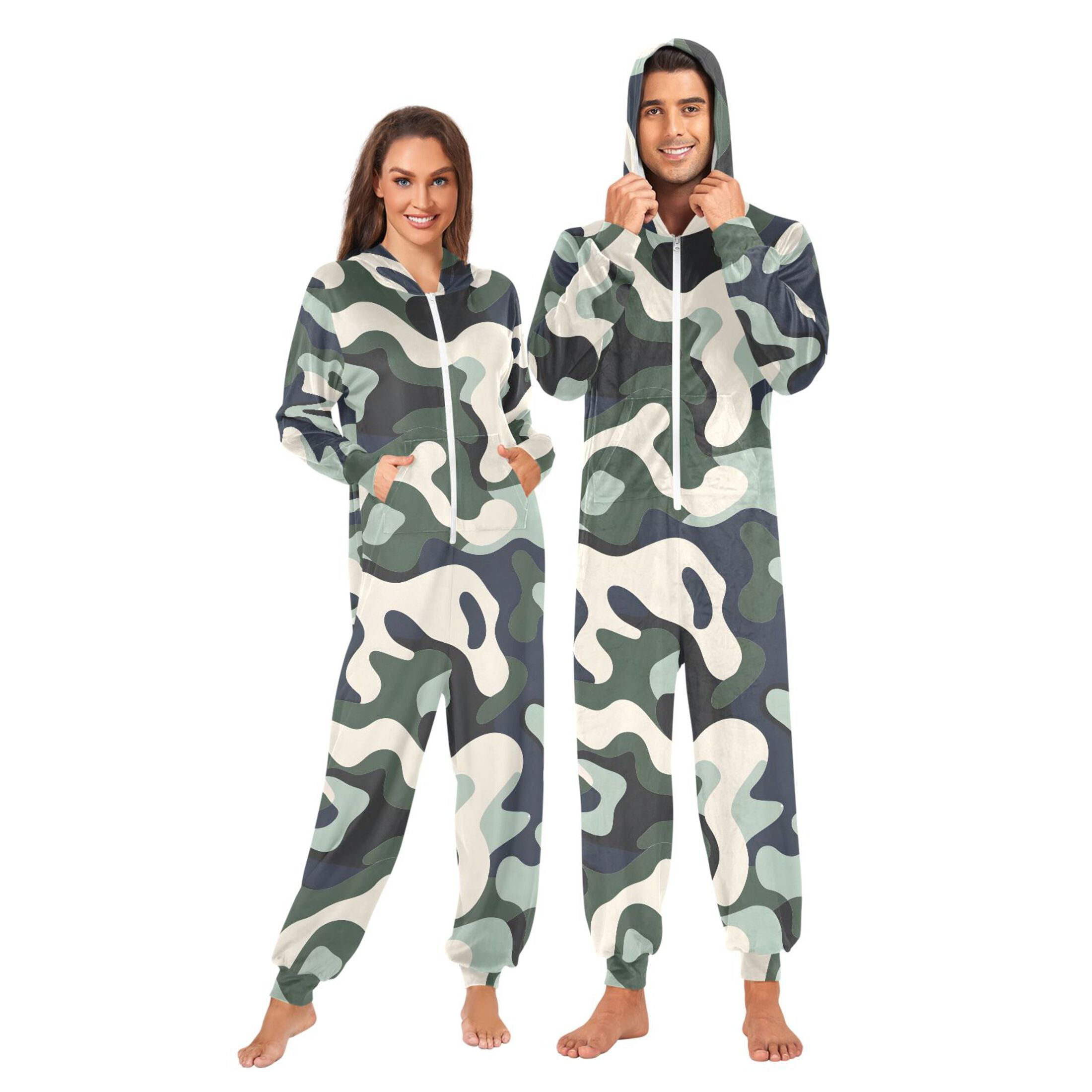 ALAZA Unisex Adults Onesie Pajamas Green Graffiti Sleepwear Jumpsuits ...