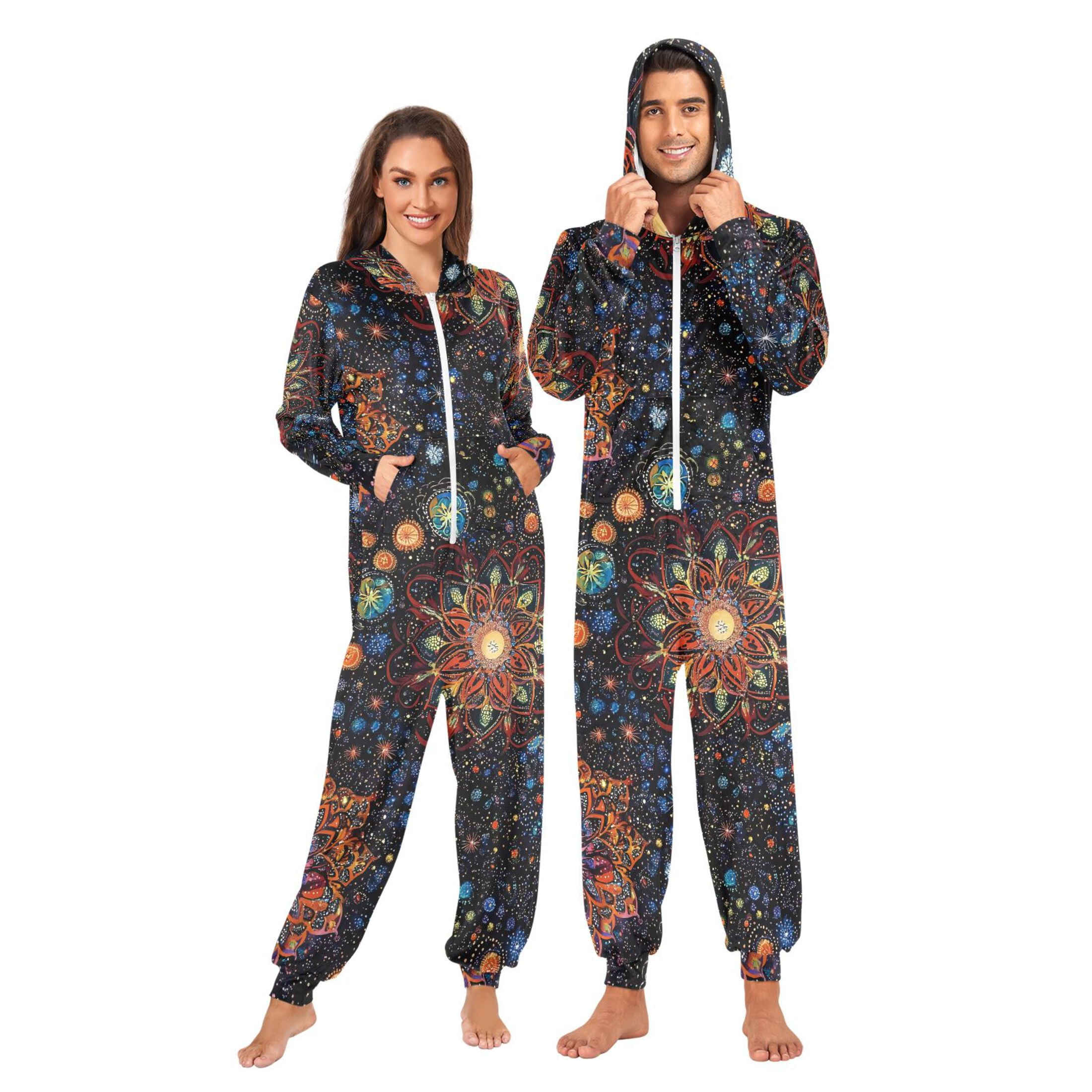 ALAZA Unisex Adults Onesie Pajamas Magical Mandala Ethnic Sleepwear ...