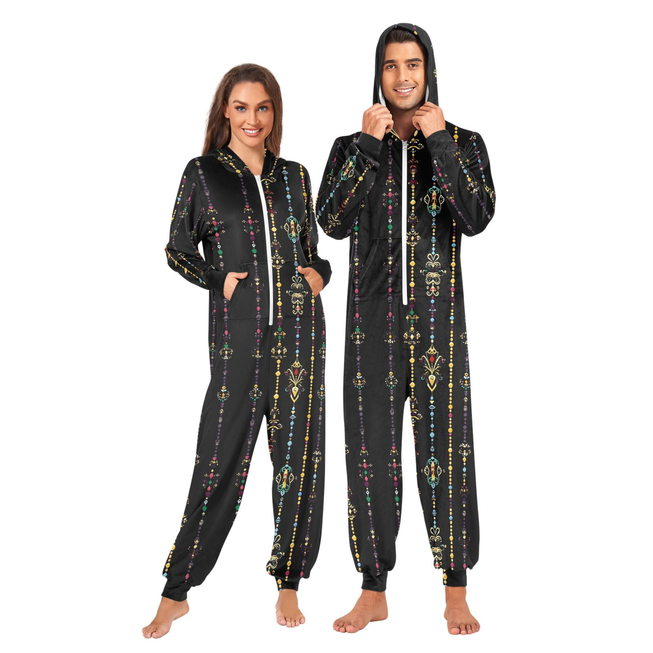 ALAZA Unisex Adults Onesie Pajamas Mardi Gras Pattern-1 Sleepwear ...