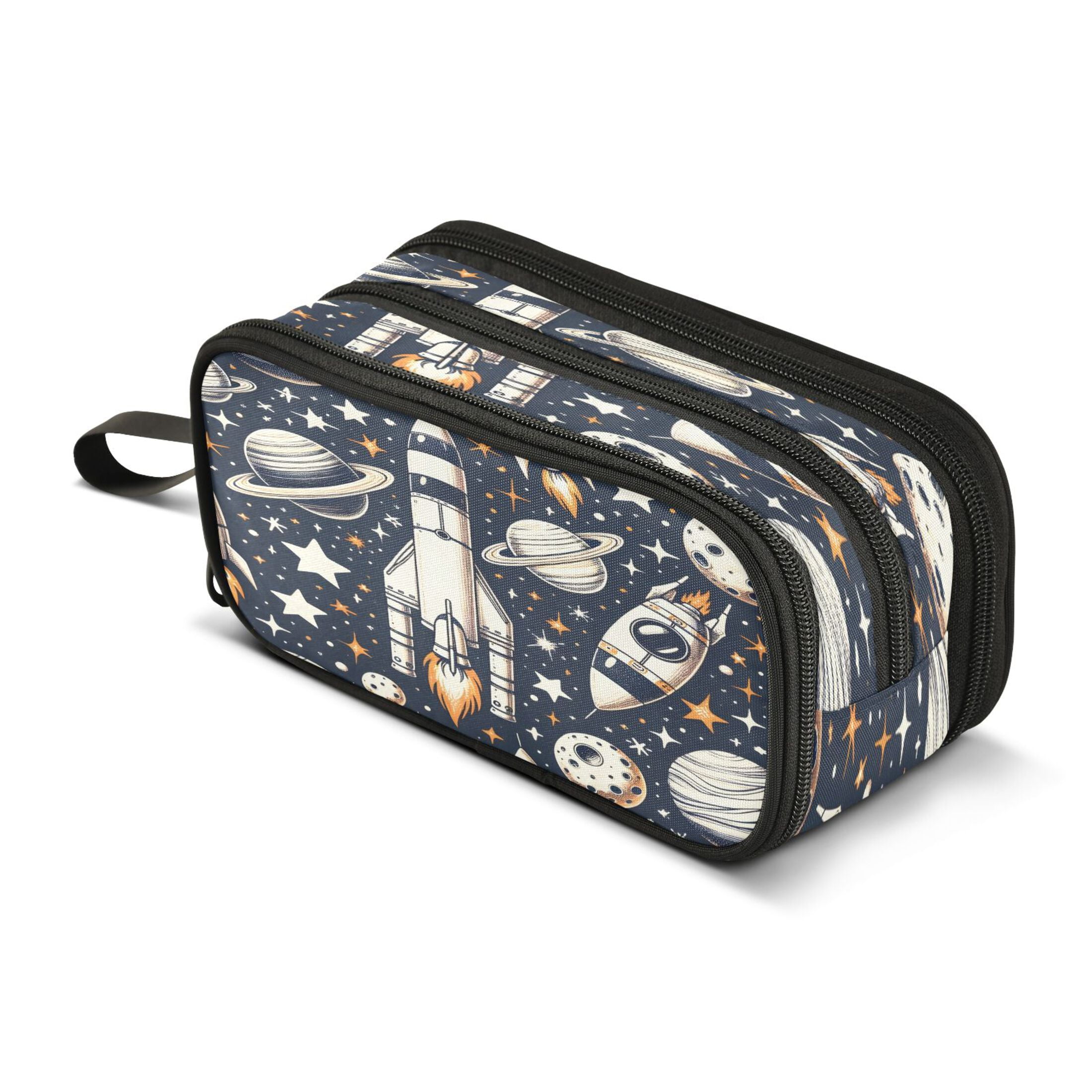 ALAZA Universe Outer Space Rocket Pencil Case Bag 3 Compartment Pen ...