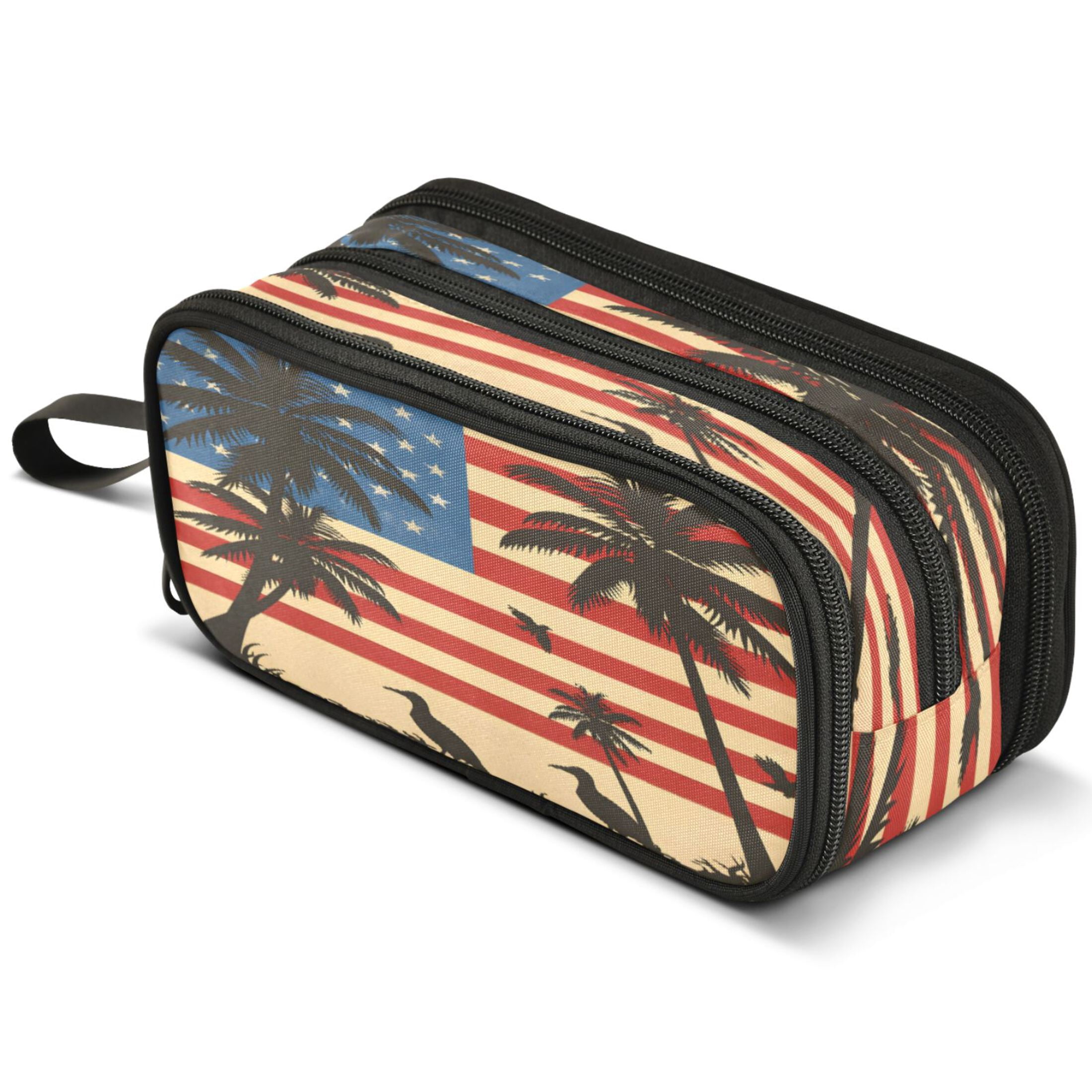 ALAZA Usa Flag Coconut Pencil Case Bag Large 3 Compartment Pen Pouch ...