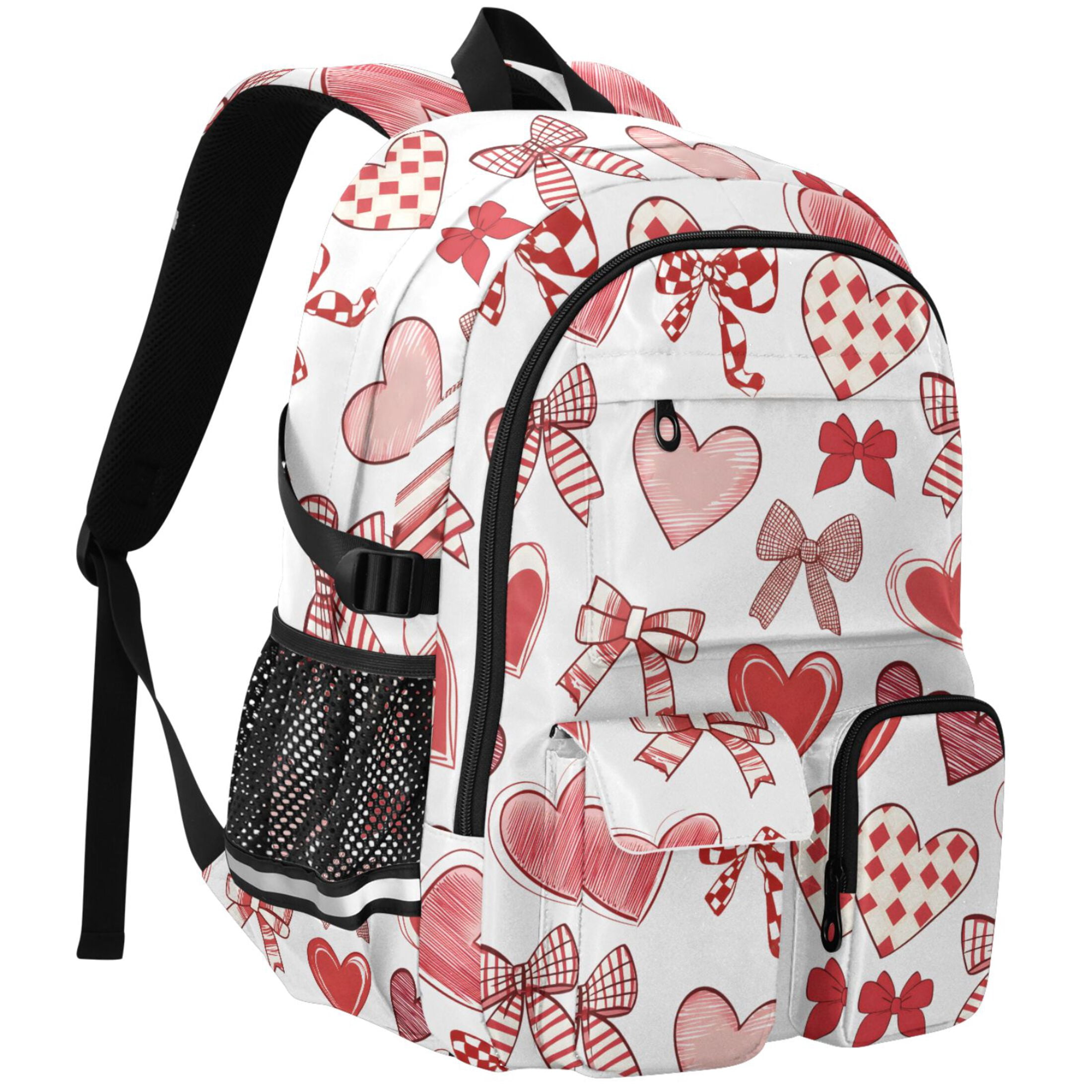 ALAZA Valentine Heart Bows Print Student Backpack School Bookbag Large ...