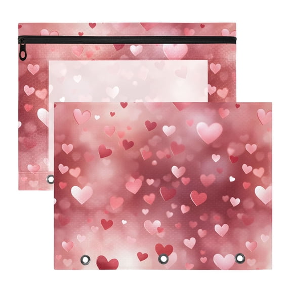 ALAZA Valentine's Day Hearts Pattern Pencil Pouch 3 Ring Binder with ...