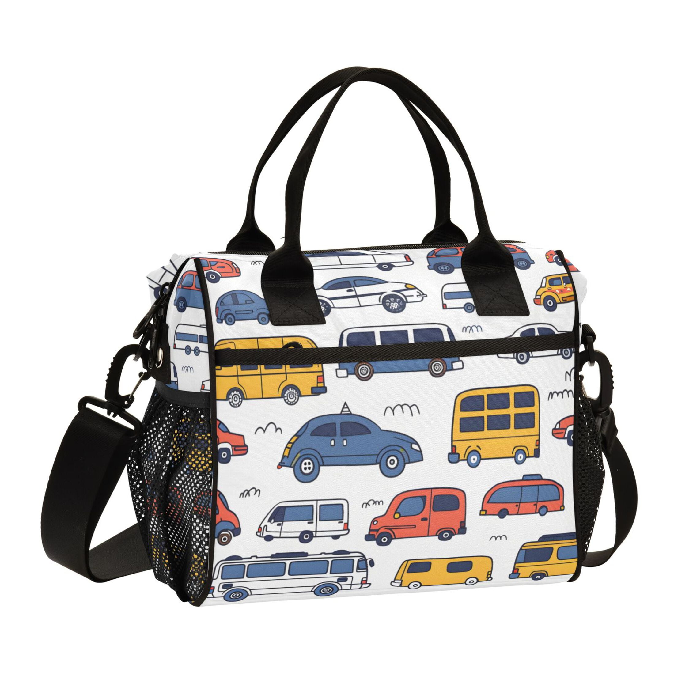 ALAZA Vehicles Bus Insulated Lunch Bag Reusable Tote Box Adjustable ...