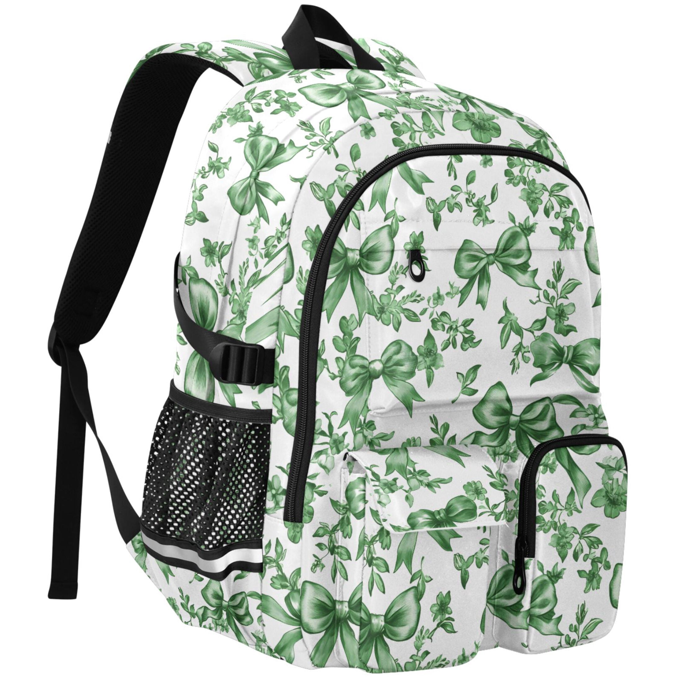 ALAZA Vintage Bows Green Print Student Backpack School Bookbag Large ...