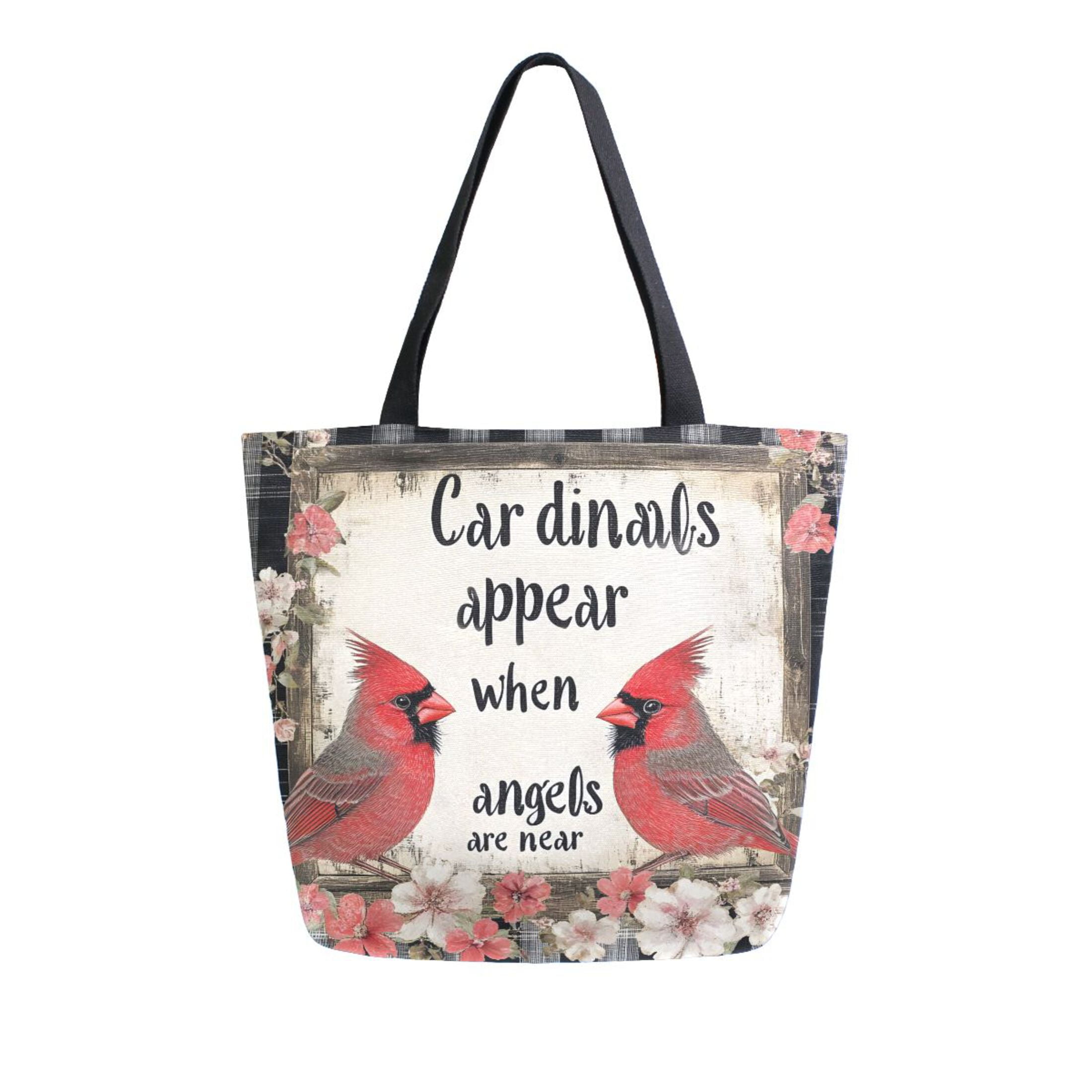 ALAZA Vintage Cardinal Flowers Large Shoulder Tote Bag Canvas Handbag ...