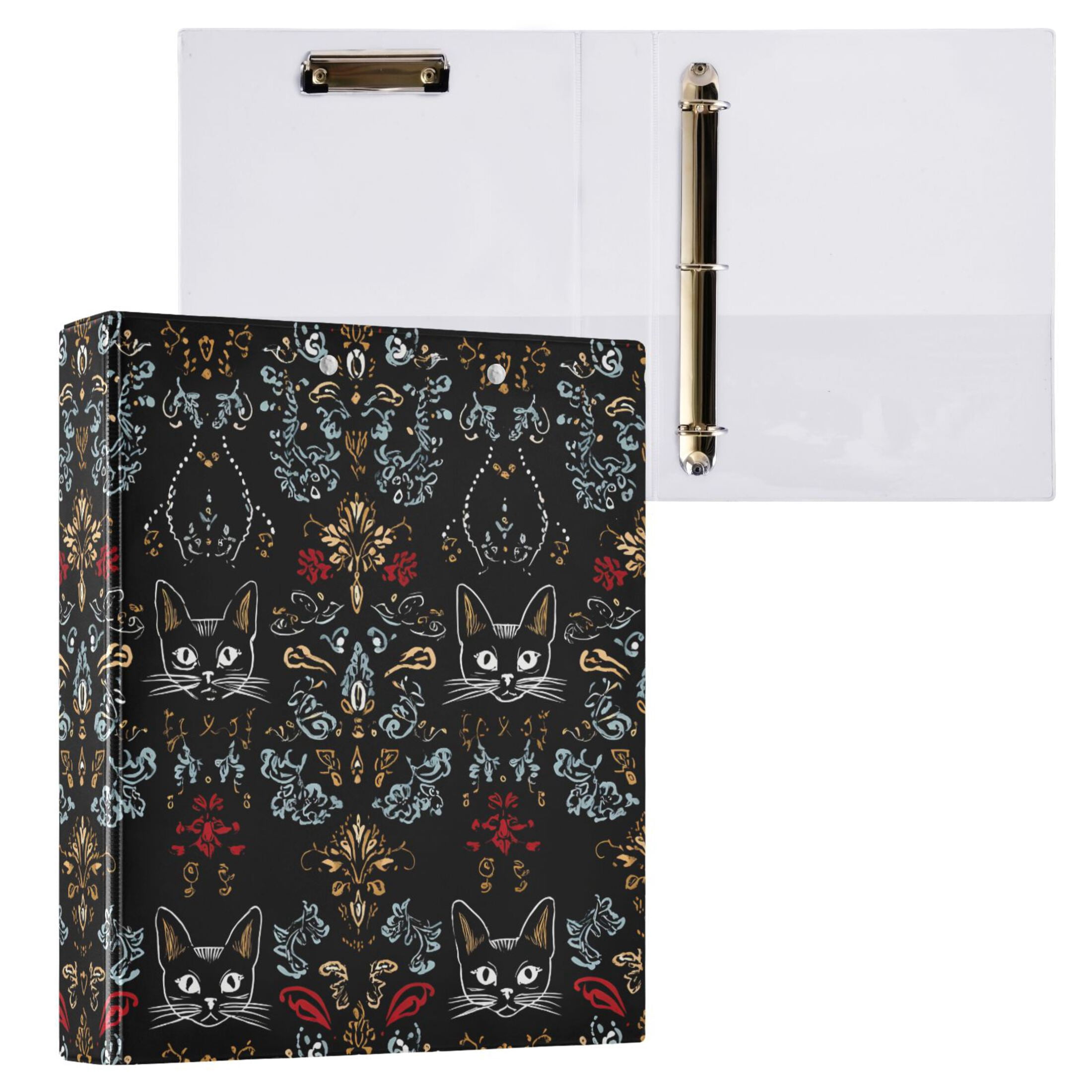 ALAZA Vintage Cats Flower Hardcover 3 Ring Binder 1.5" D-Rings with ...