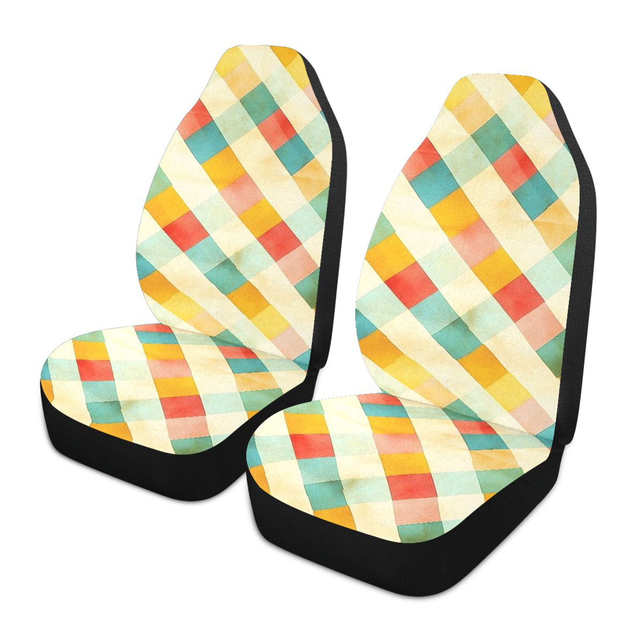 ALAZA Vintage Checkered-a1 Car Seat Covers 2 PCs Universal Auto Front ...