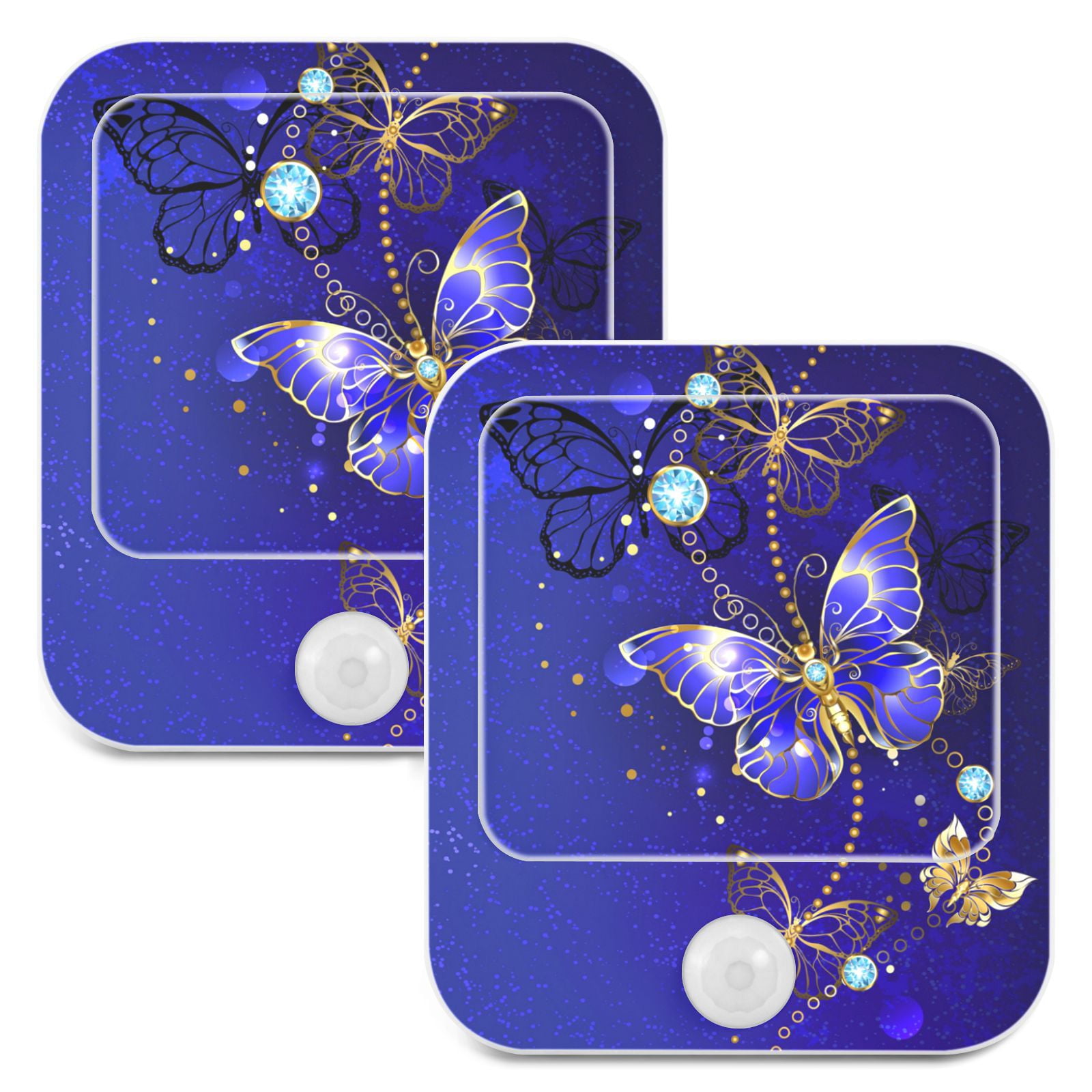 ALAZA Vintage Elegant Blue Butterfly Cute Night Lights Plug into Wall ...