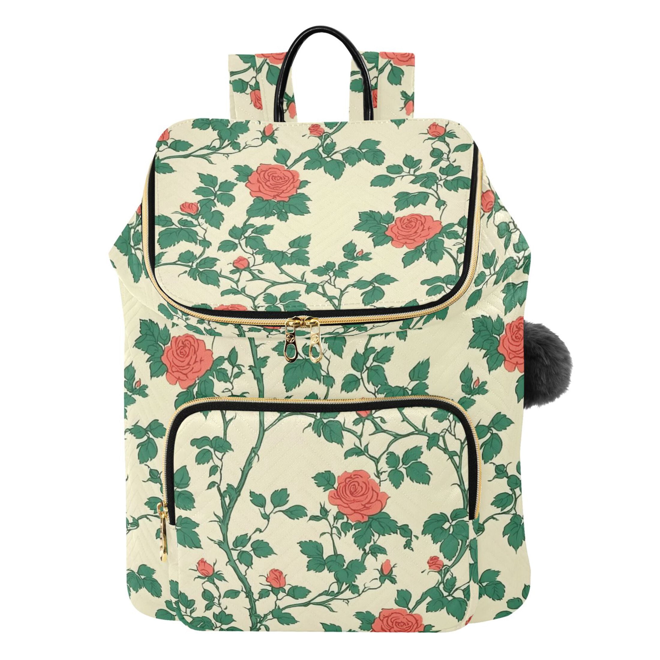 ALAZA Vintage Flower Roses Travel Backpack Laptop Bag Large Capacity ...