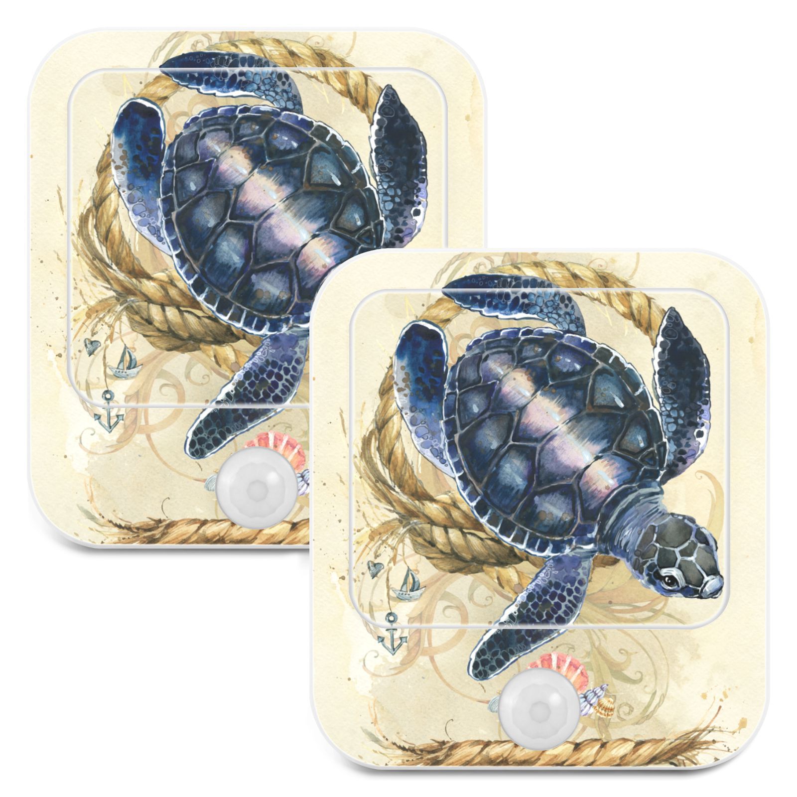 ALAZA Vintage Nautical Sea Turtle Cute Night Lights Plug into Wall -2 ...