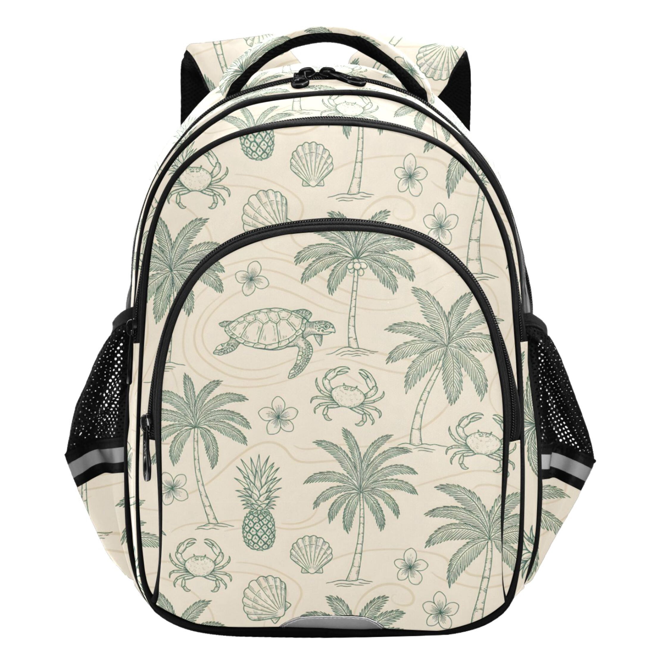 ALAZA Vintage Palm Tree Turtle School Backpack Elementary Bag Student ...