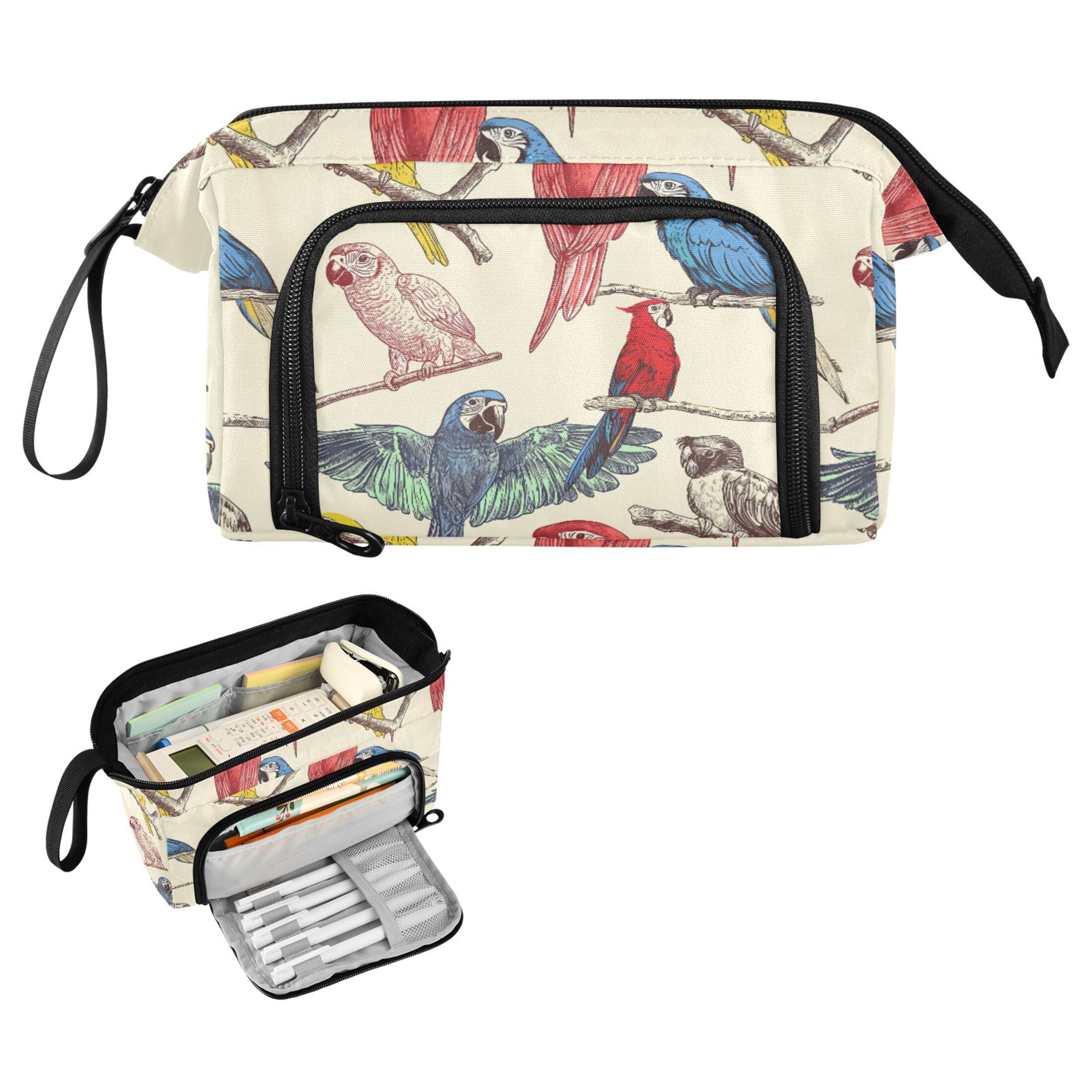 ALAZA Vintage Parrots Pencil Pouch Big Capacity Pencil Case Zipper ...