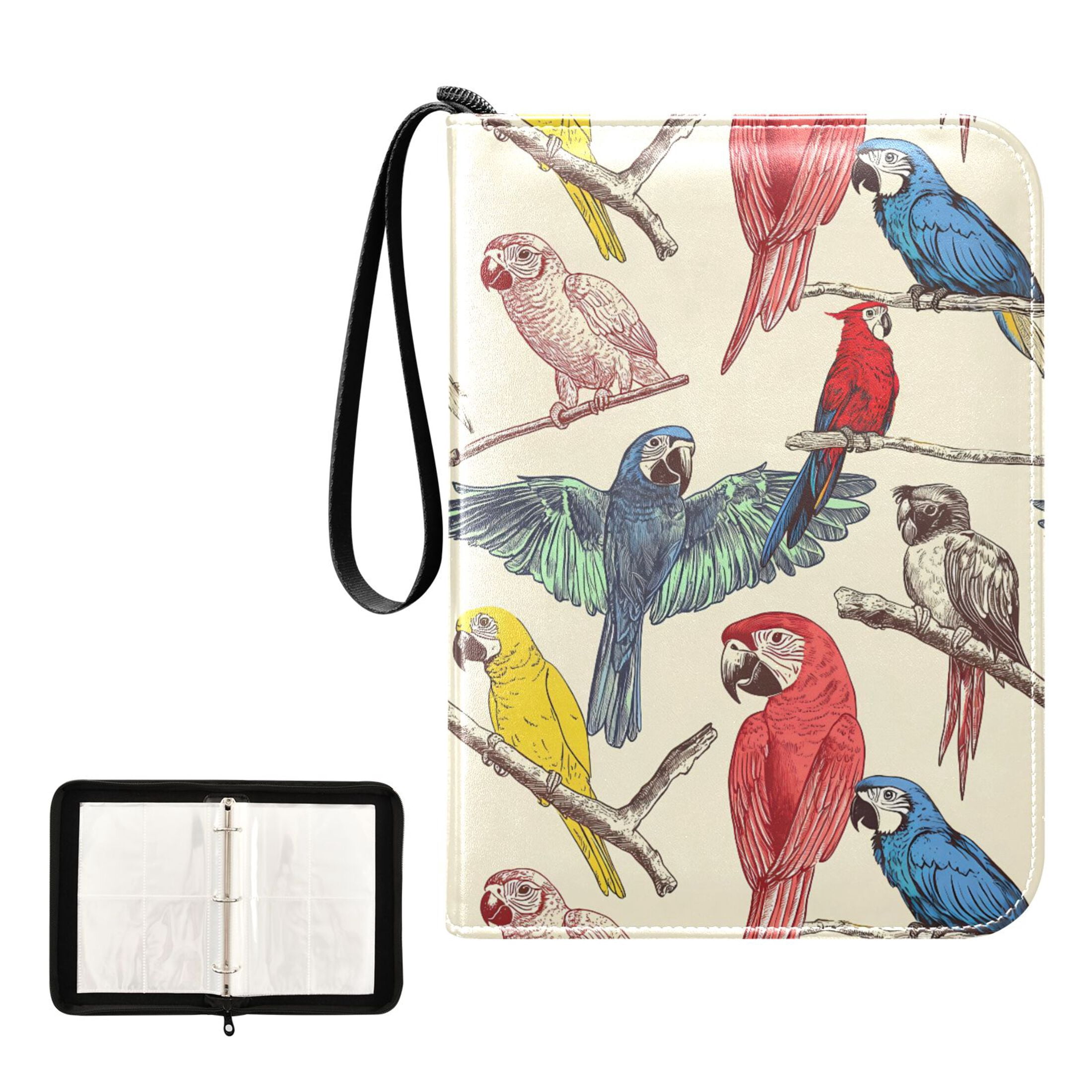 ALAZA Vintage Parrots Trading Card Binder 4 Pocket Cards Collection ...