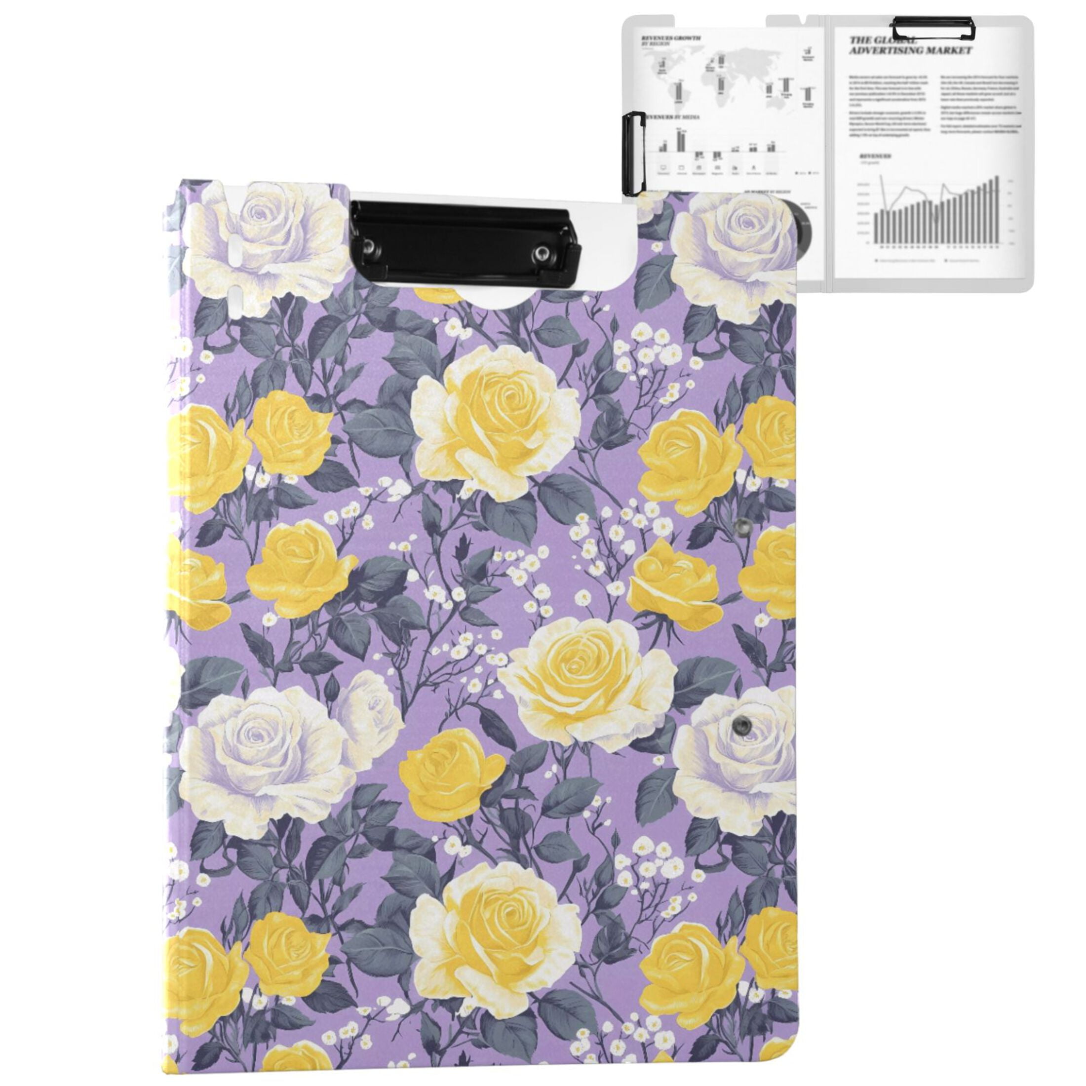ALAZA Vintage Roses Flowers-i8 A4 Foldable Clipboard 360 Degree Folder ...