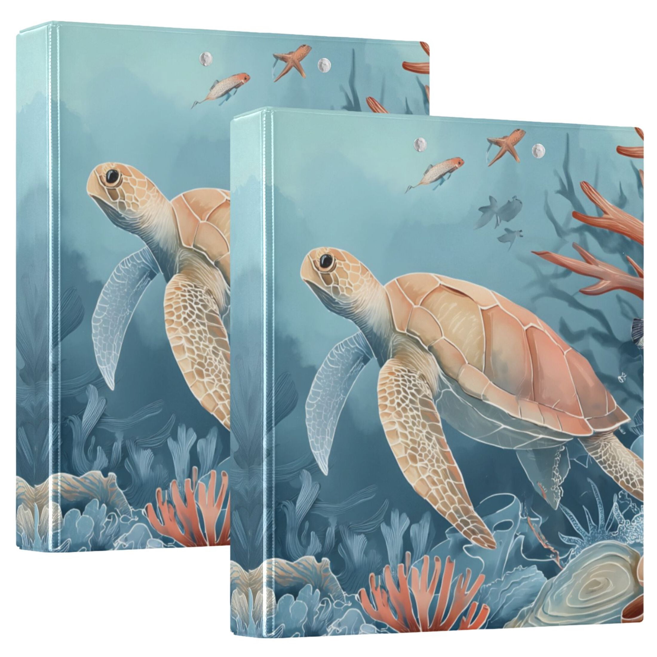ALAZA Vintage Turtle Coral Hardcover 3 Ring Binder 1.5" D-Rings with ...
