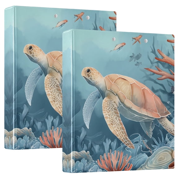 ALAZA Vintage Turtle Coral Hardcover 3 Ring Binder 1.5" D-Rings with ...
