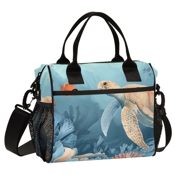 ALAZA Vintage Turtle Coral Print Cooler Lunch Bag Insulated Reusable ...