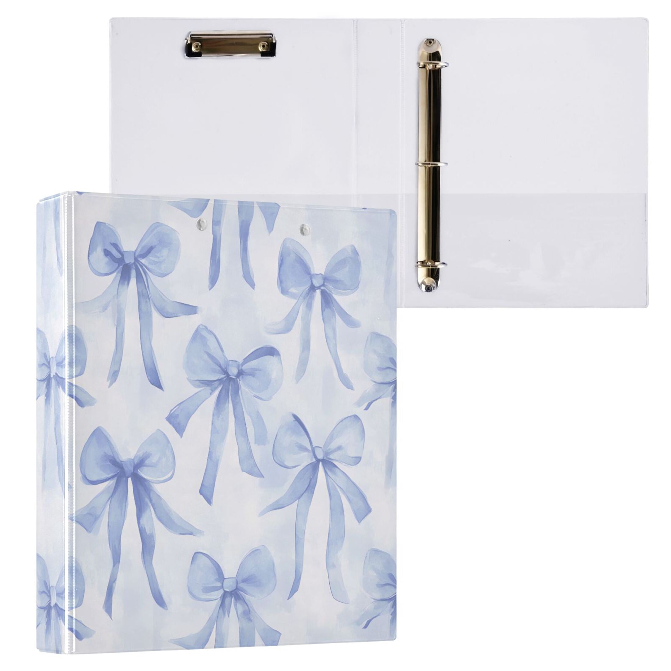 ALAZA Watercolor Bow Blue Hardcover 3 Ring Binder 1.5" D-Rings with ...