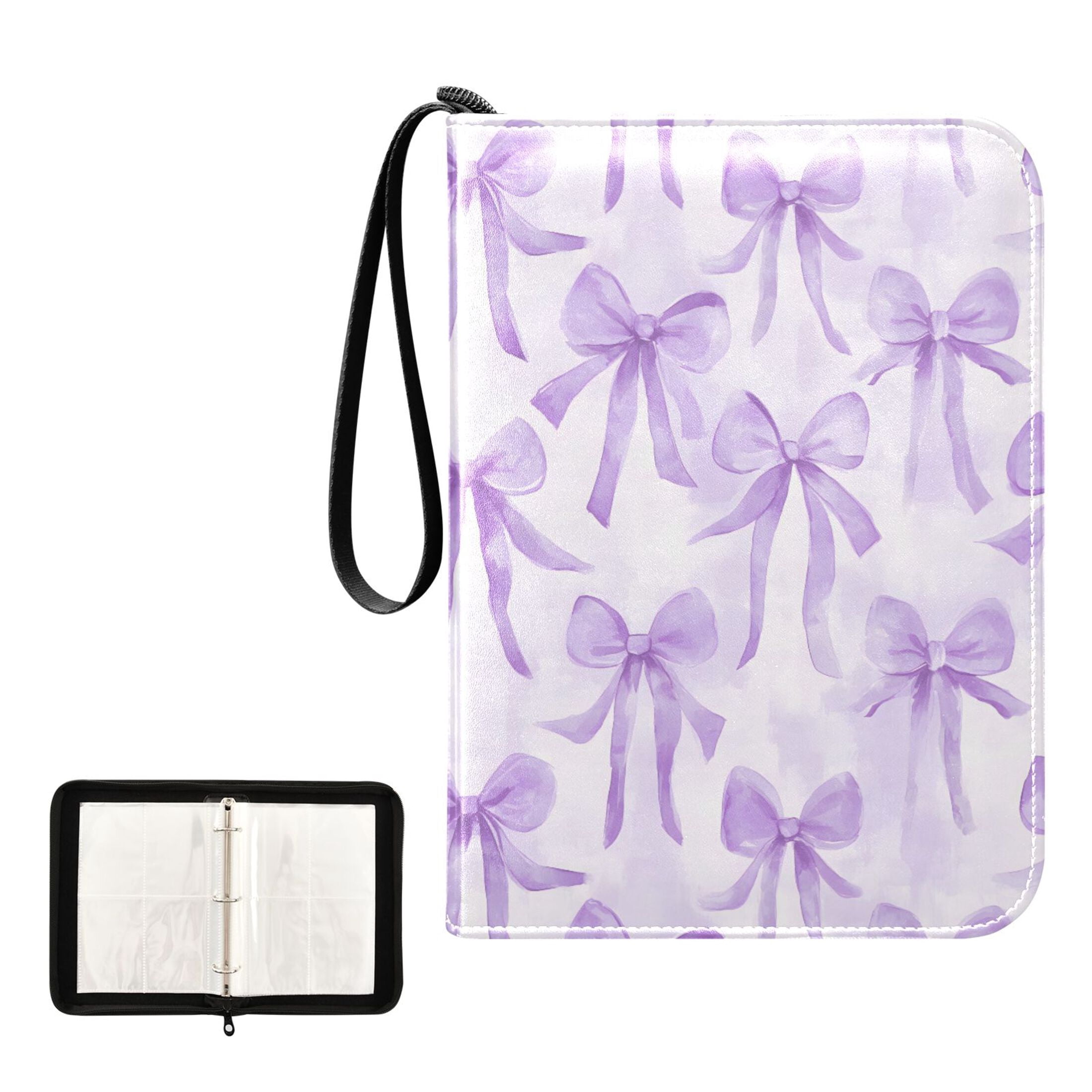 ALAZA Watercolor Bow Purple Trading Card Binder 4 Pocket Cards ...