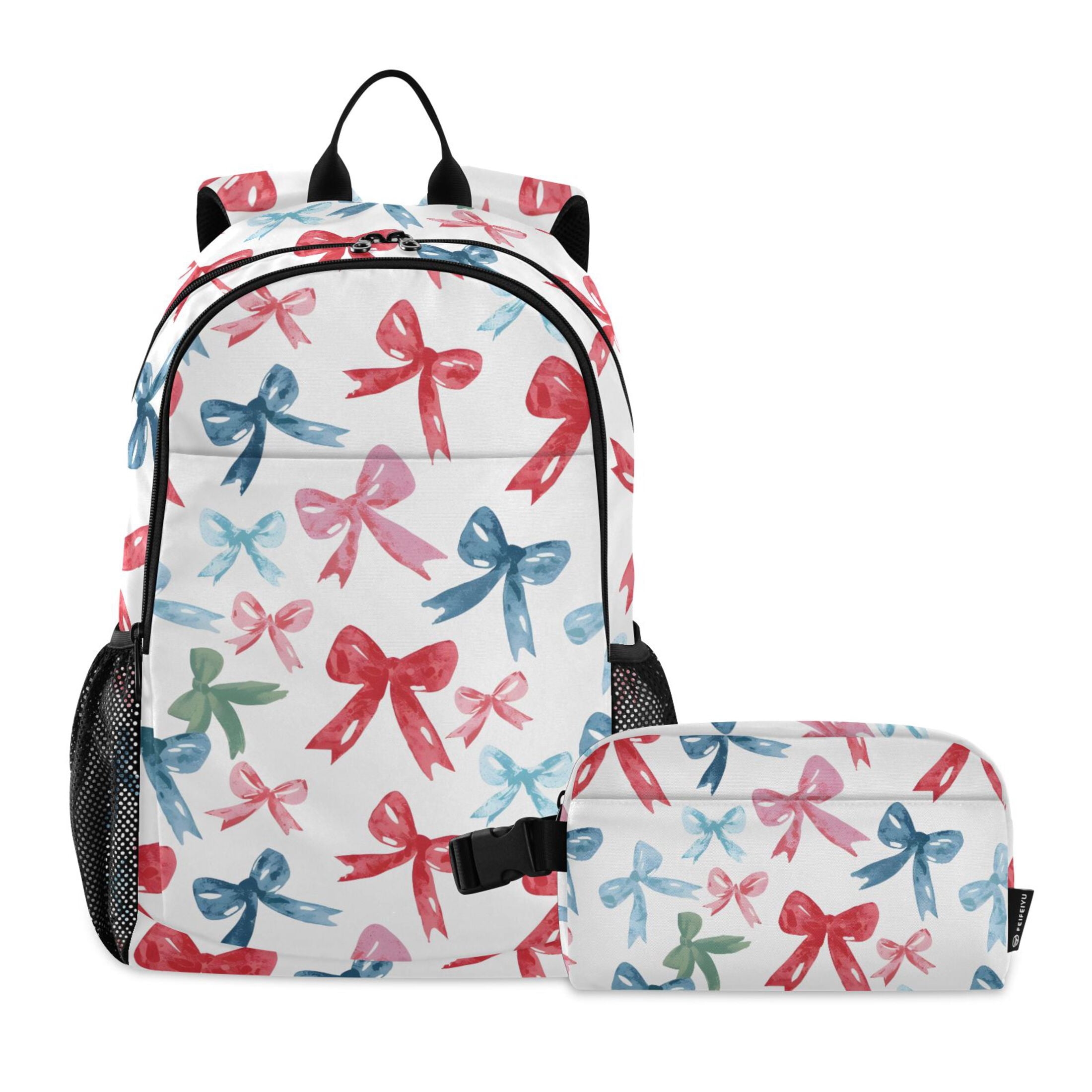 ALAZA Watercolor Bows School Backpack Lunch Box Set Student Bookbag ...