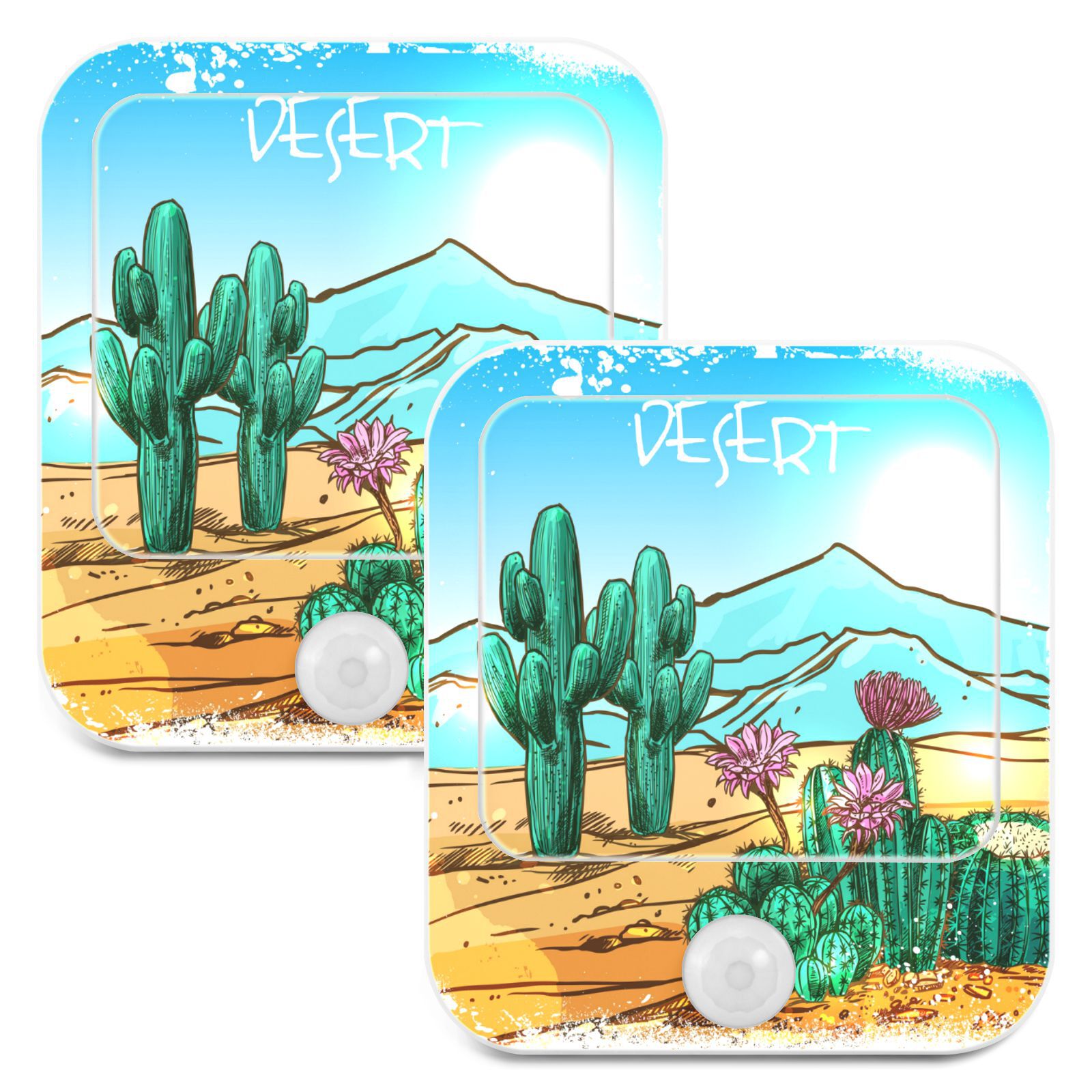 ALAZA Watercolor Cactus in Mexico Desert Cute Night Lights Plug into ...