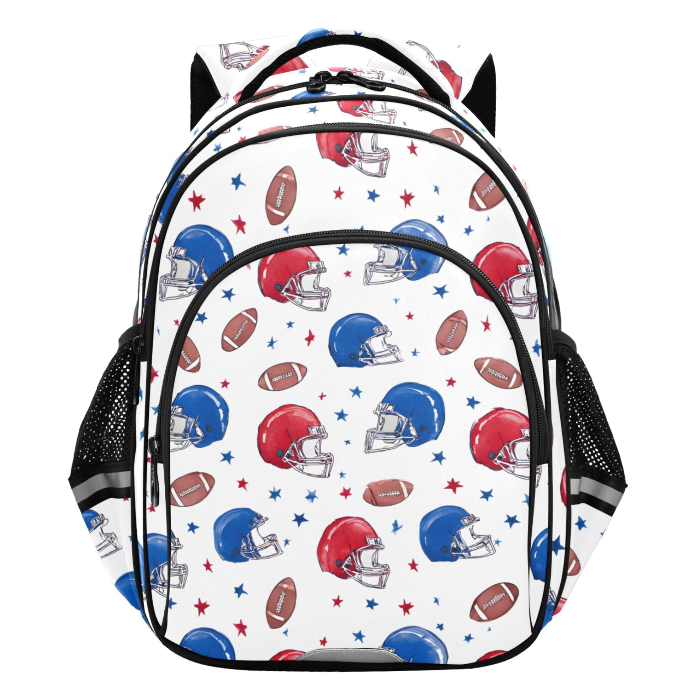 ALAZA Watercolor Football Helmets Balls Pattern School Backpack ...