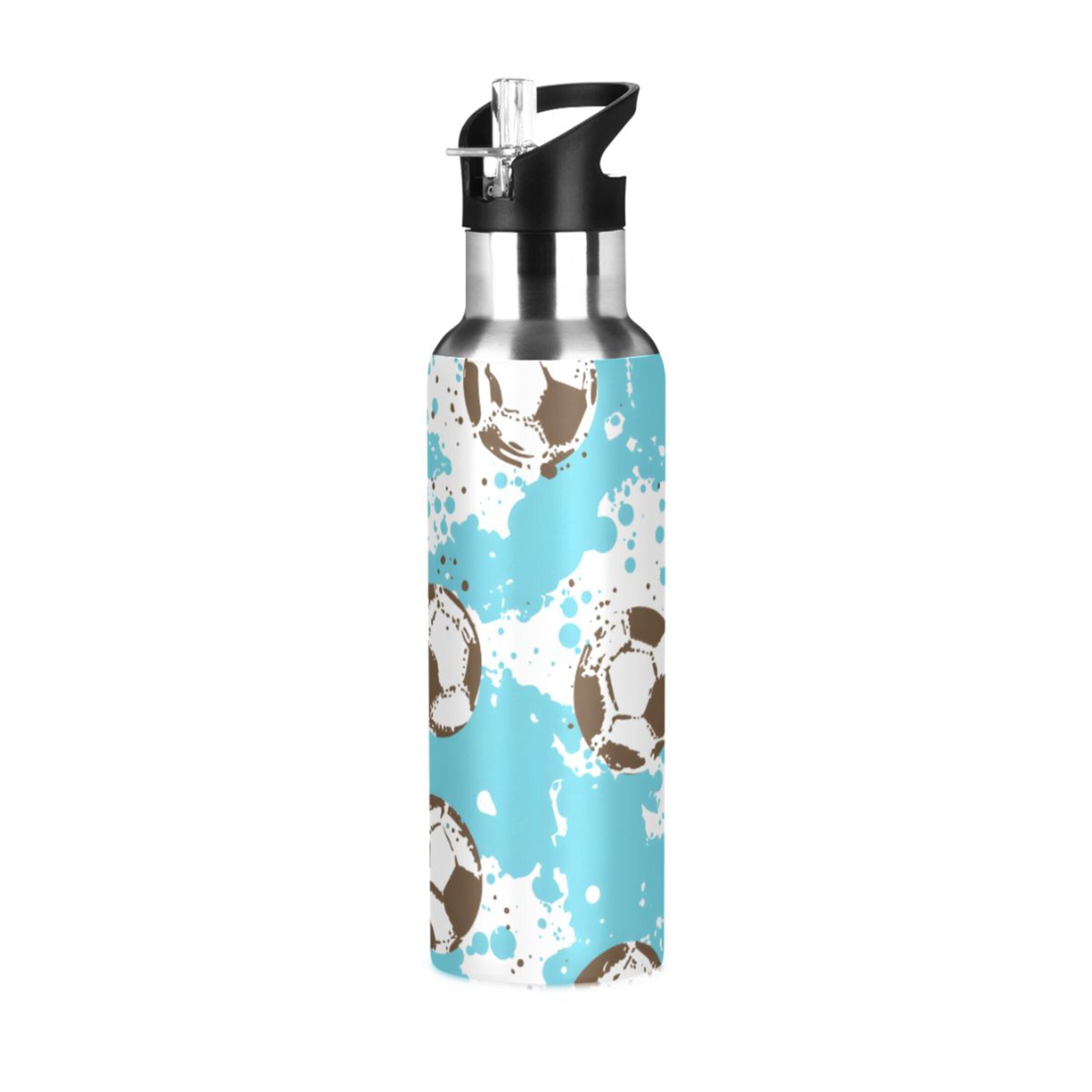 ALAZA Watercolor Football Water Bottle Insulated Flask Stainless Steel ...