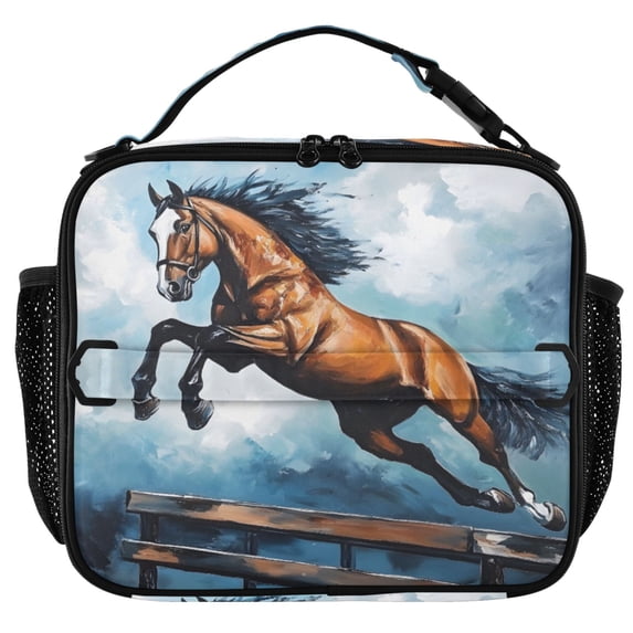 ALAZA Watercolor Horse Jumping Insulated Lunch Box Lunch Bag Cooler ...