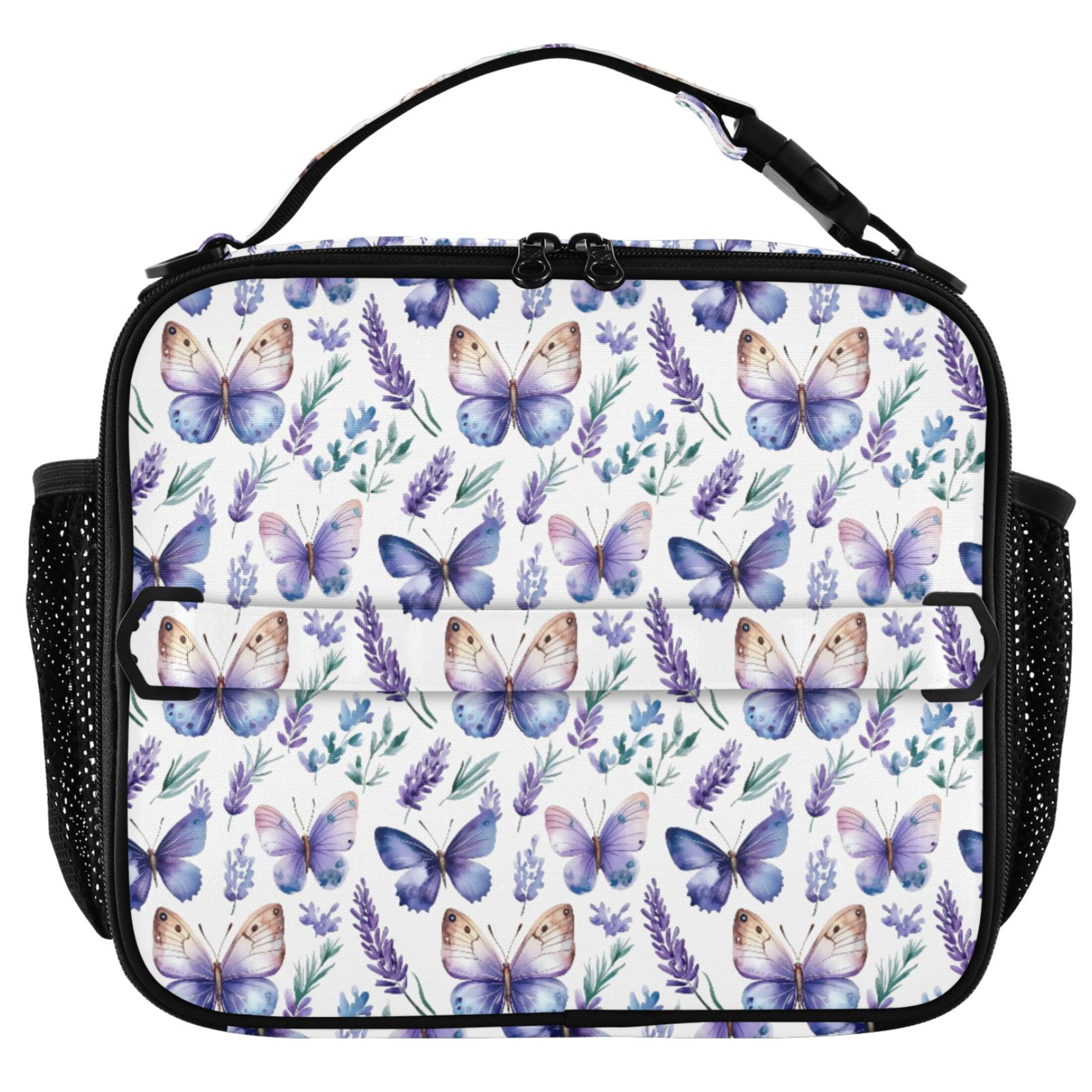 ALAZA Watercolor Lavender Butterfly Insulated Lunch Box Lunch Bag ...