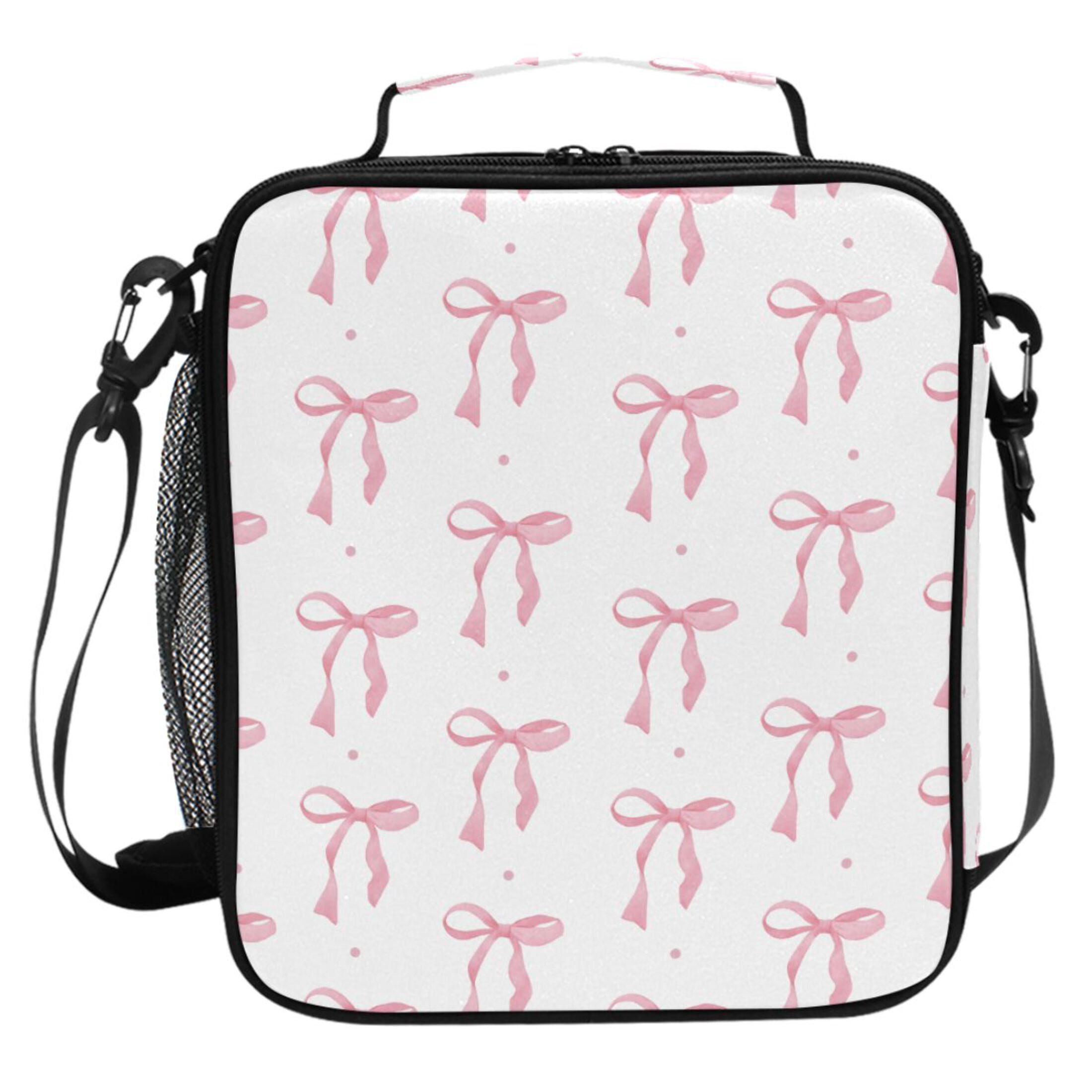 ALAZA Watercolor Pink Bow Lunch Box Insulated Cooler Lunch Bag with ...