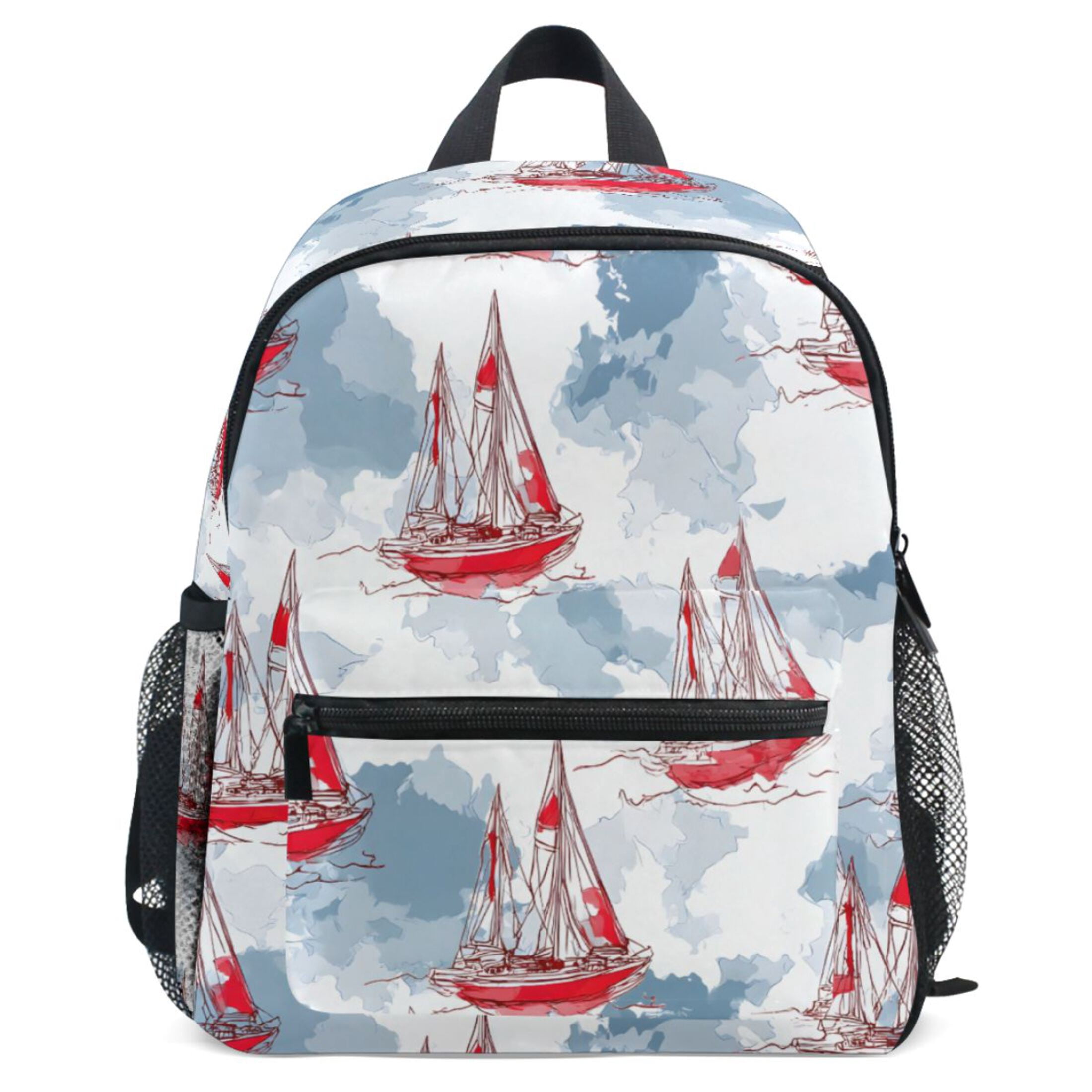 ALAZA Watercolor Sailboats Pattern School Backpack Student Bookbag Mini ...