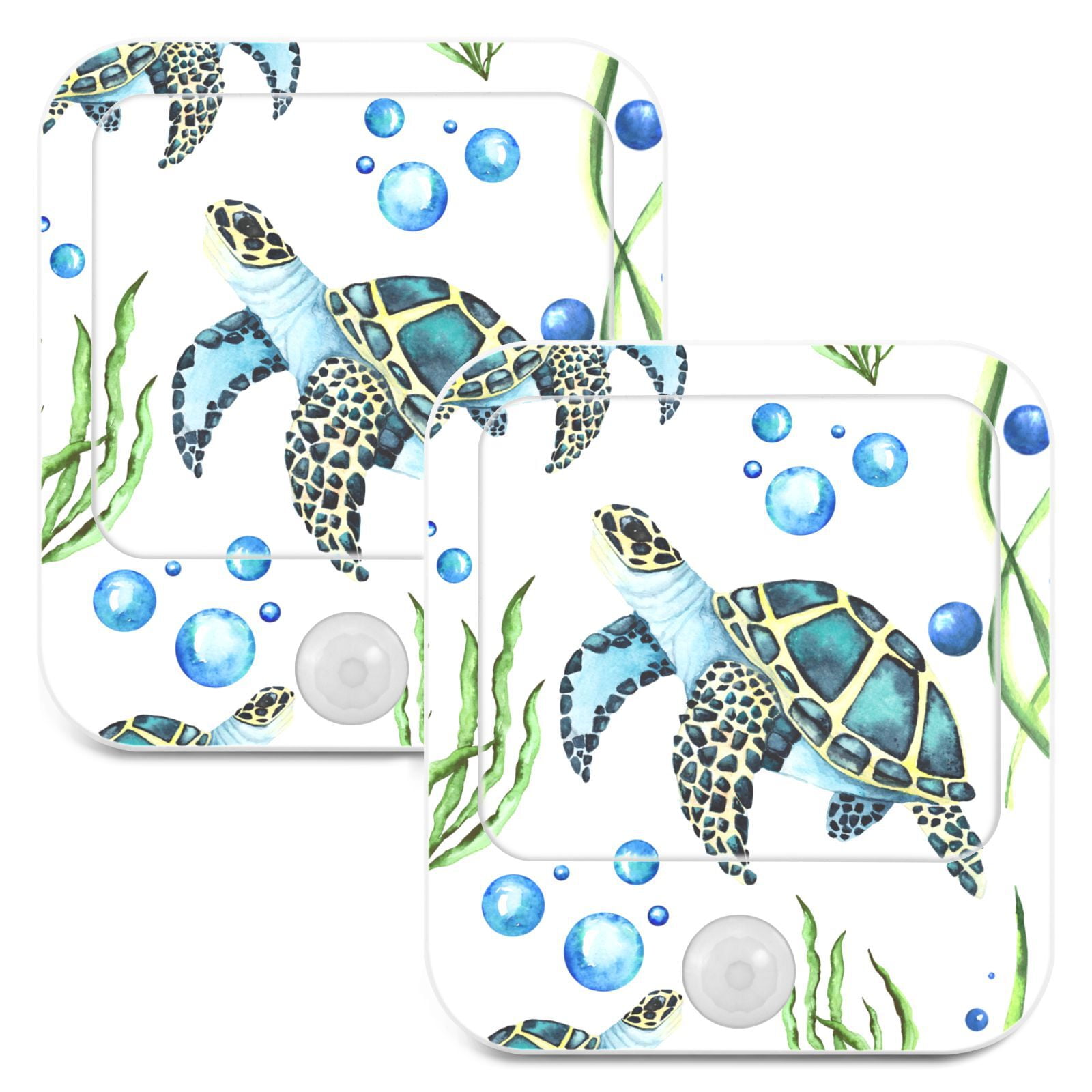 ALAZA Watercolor Sea Turtle Seaweed & Bubble Cute Night Lights Plug ...