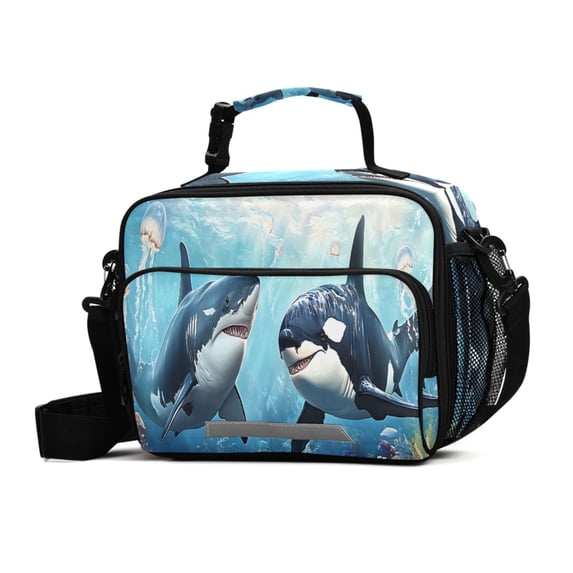 ALAZA Watercolor Shark Undersea Lunch Box Insulated Cooler Bag Reusable ...