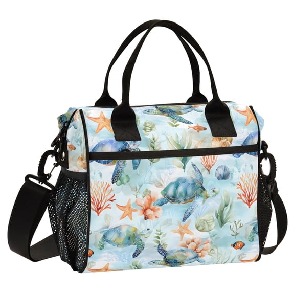 ALAZA Watercolor Turtle Cartoon Print Cooler Lunch Bag Insulated ...