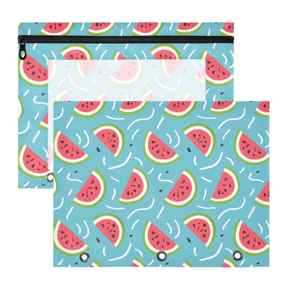 ALAZA Watermelons Pattern Pencil Pouch 3 Ring Binder with Clear Window ...