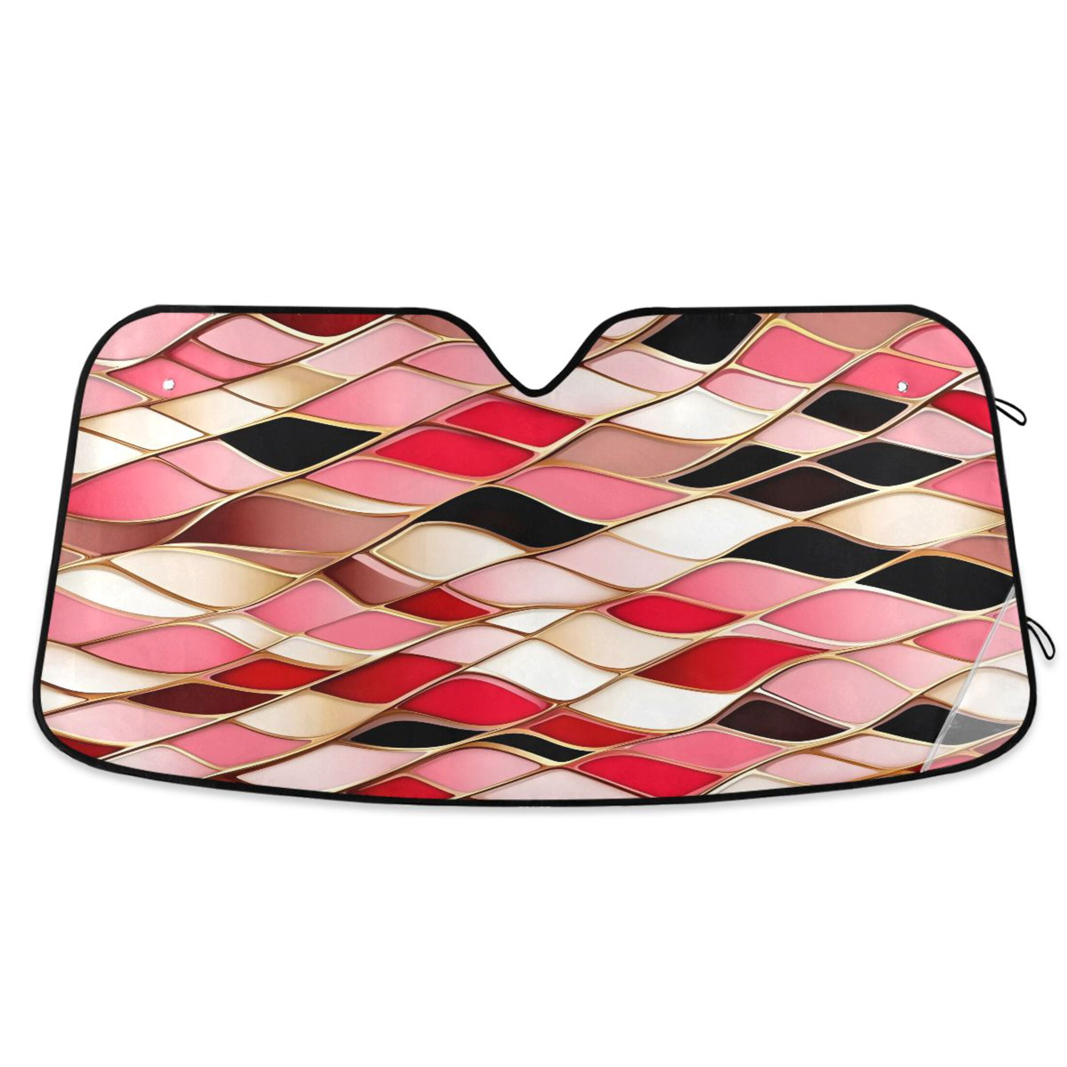 ALAZA Wavy Checkered Grid Pattern Windshield Sun Shade Car Foldable ...
