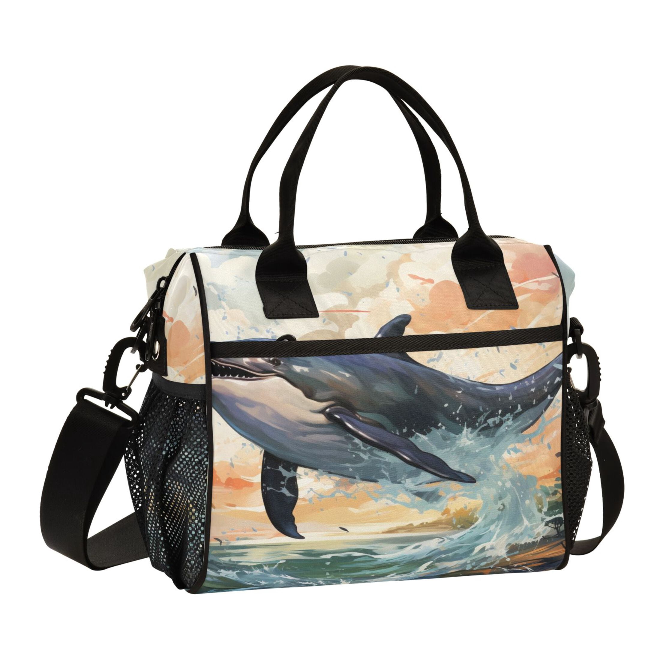 ALAZA Whale Jumping Insulated Lunch Bag Reusable Tote Box Adjustable ...