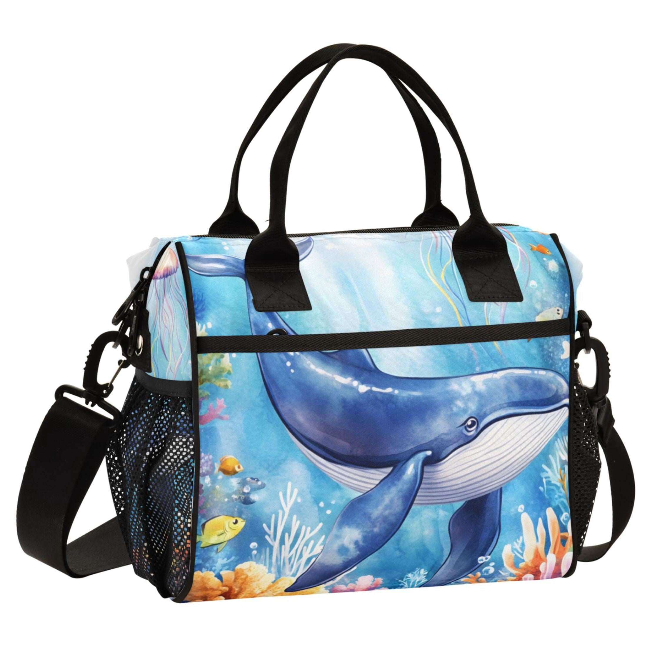 ALAZA Whale in Sea Print Cooler Lunch Bag Insulated Reusable Lunch Tote ...